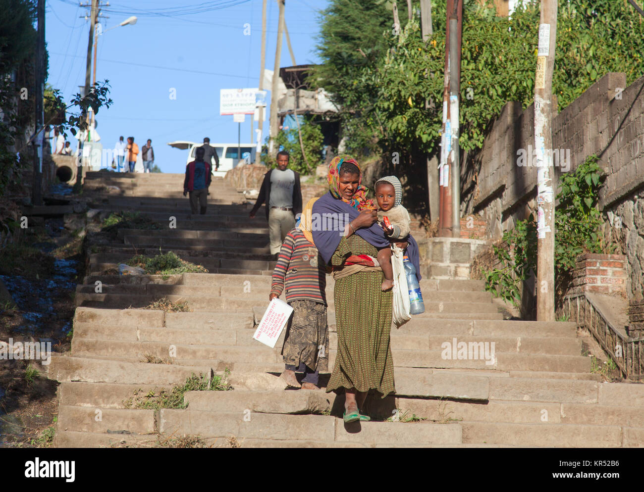 ETHIOPIA ADDIS ABABA,JANUARY 04, 2014. People on the street in Addis ...