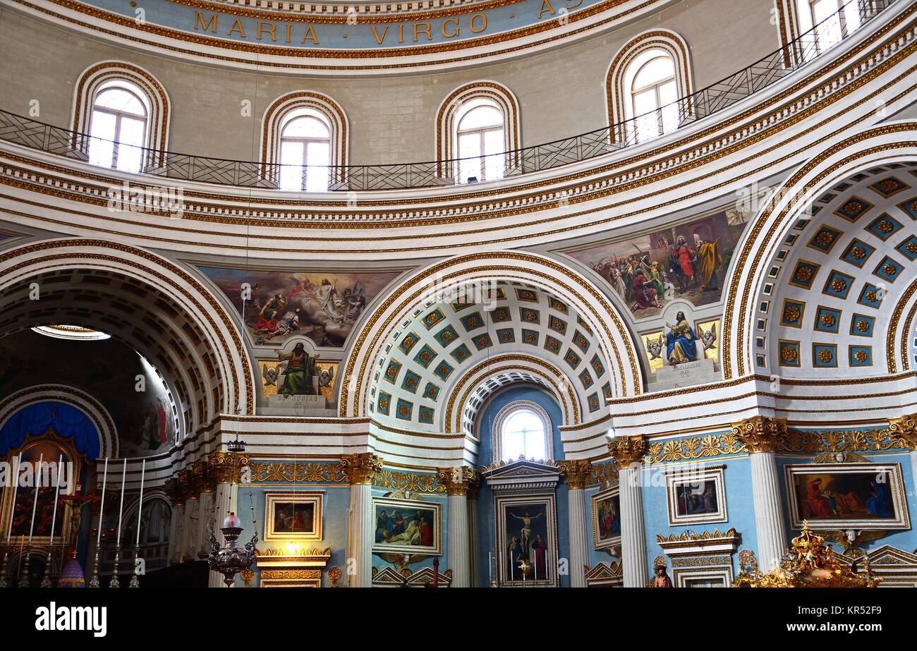 View of the chapel and niches inside the Rotunda of Mosta, Mosta, Malta, Europe Stock Photo - Alamy