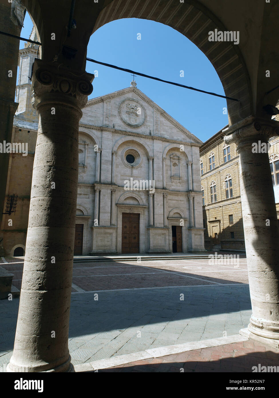 Pienza - Duomo facade. The town of Pienza is a small pearl in the ...