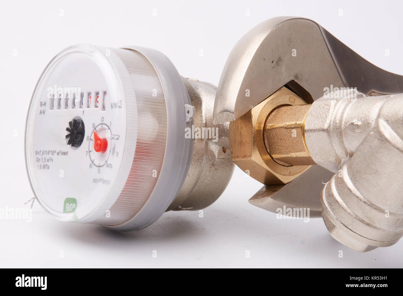 Water meter on a white background Stock Photo - Alamy