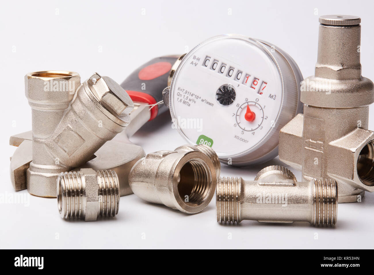 Water meter on a white background Stock Photo - Alamy