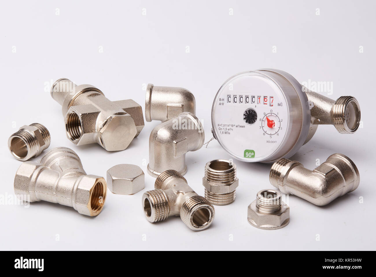 Water meter on a white background Stock Photo - Alamy