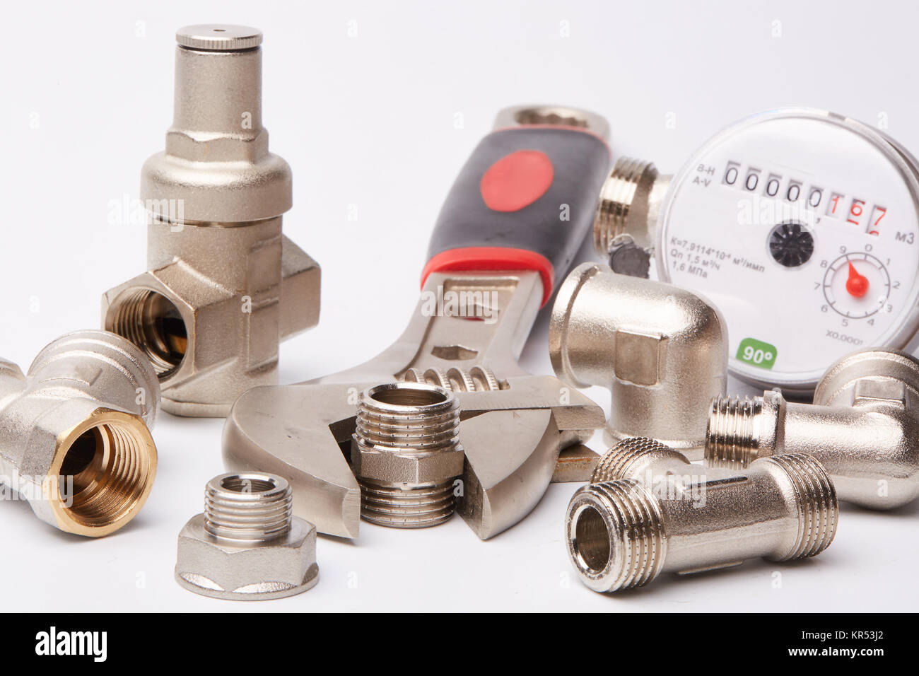 Water meter on a white background Stock Photo - Alamy