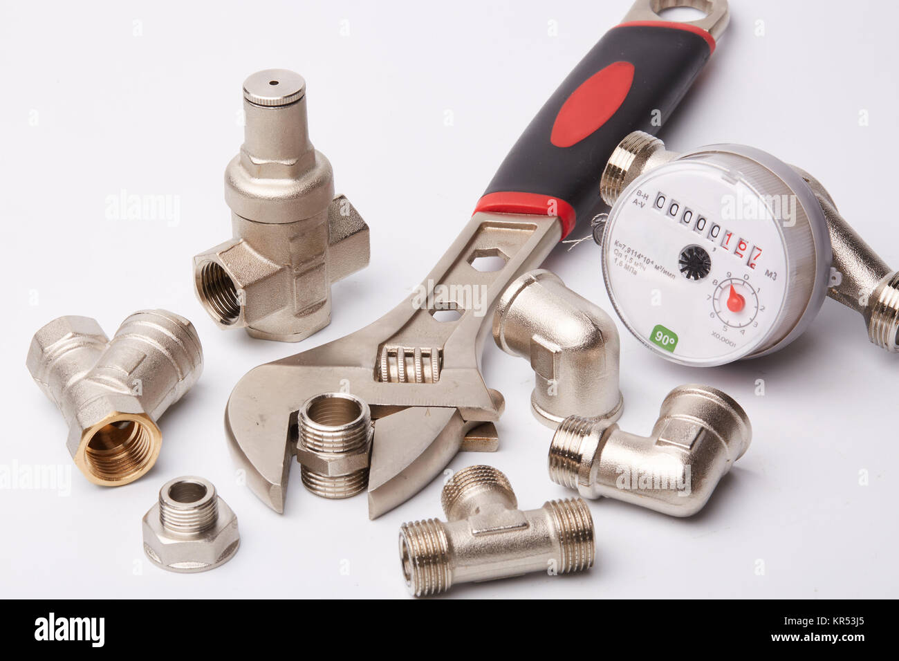 Water meter on a white background Stock Photo - Alamy