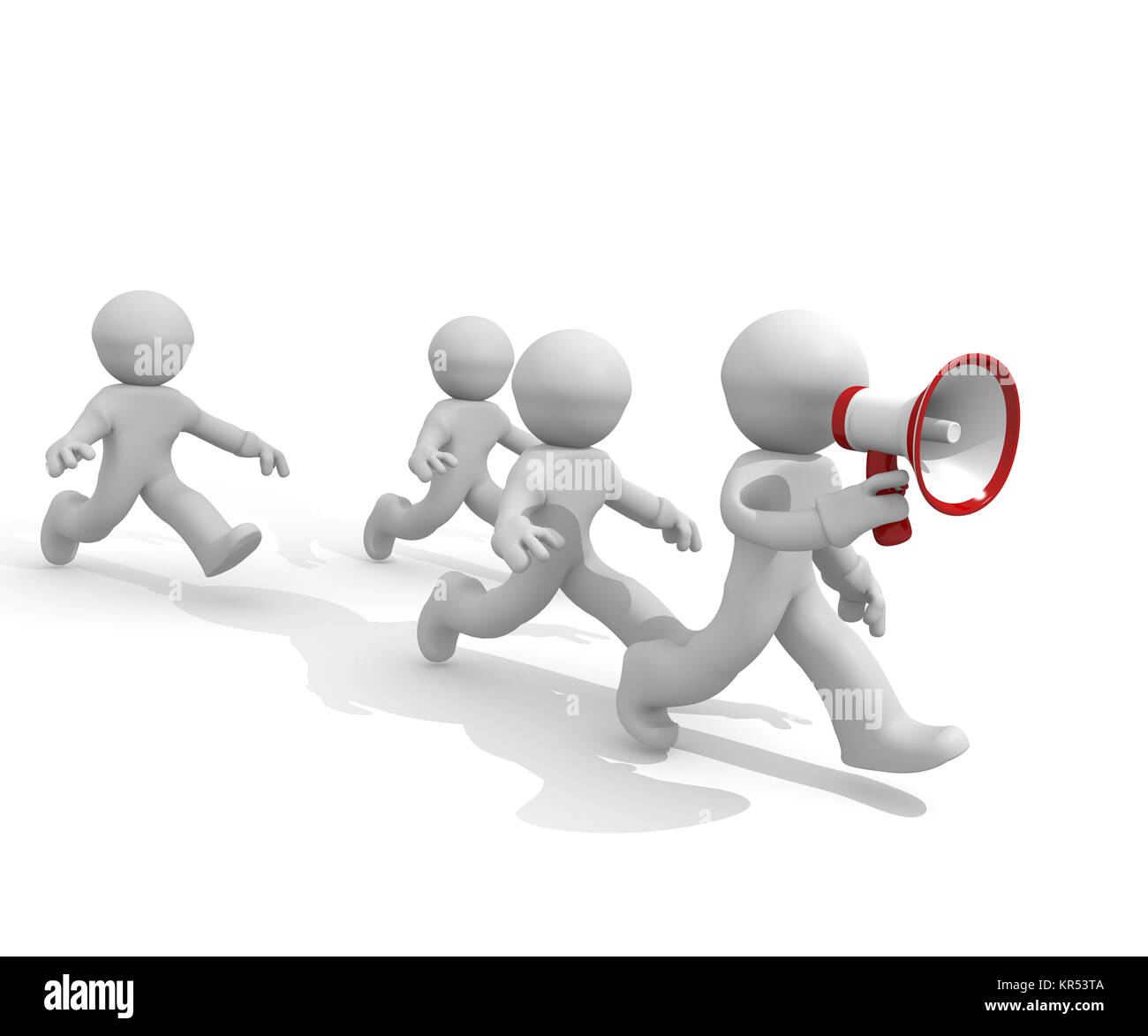 Leader and follower on a white background, business metaphor, 3d ...