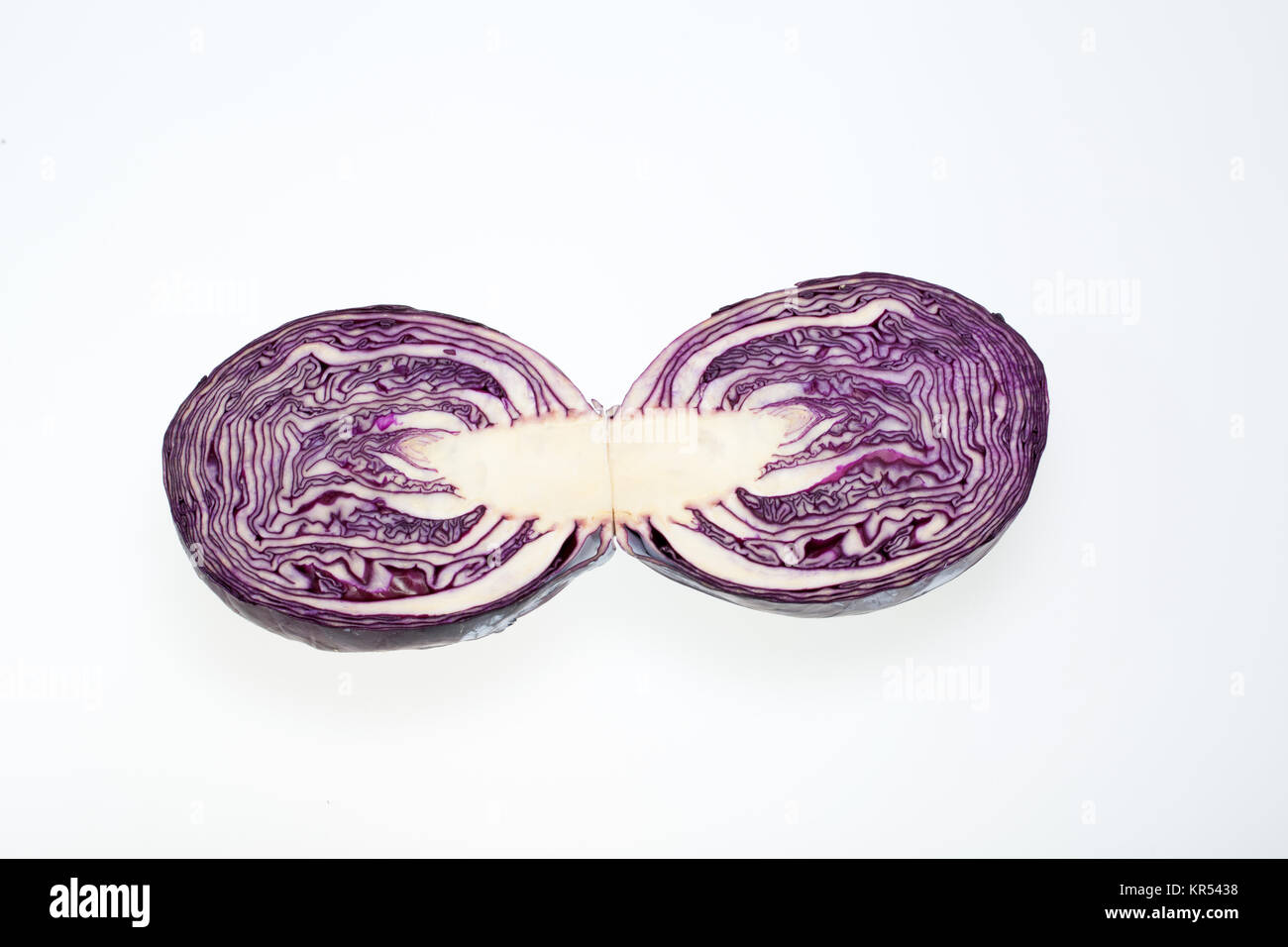 Red Cabbage cross section on White Background Stock Photo - Alamy