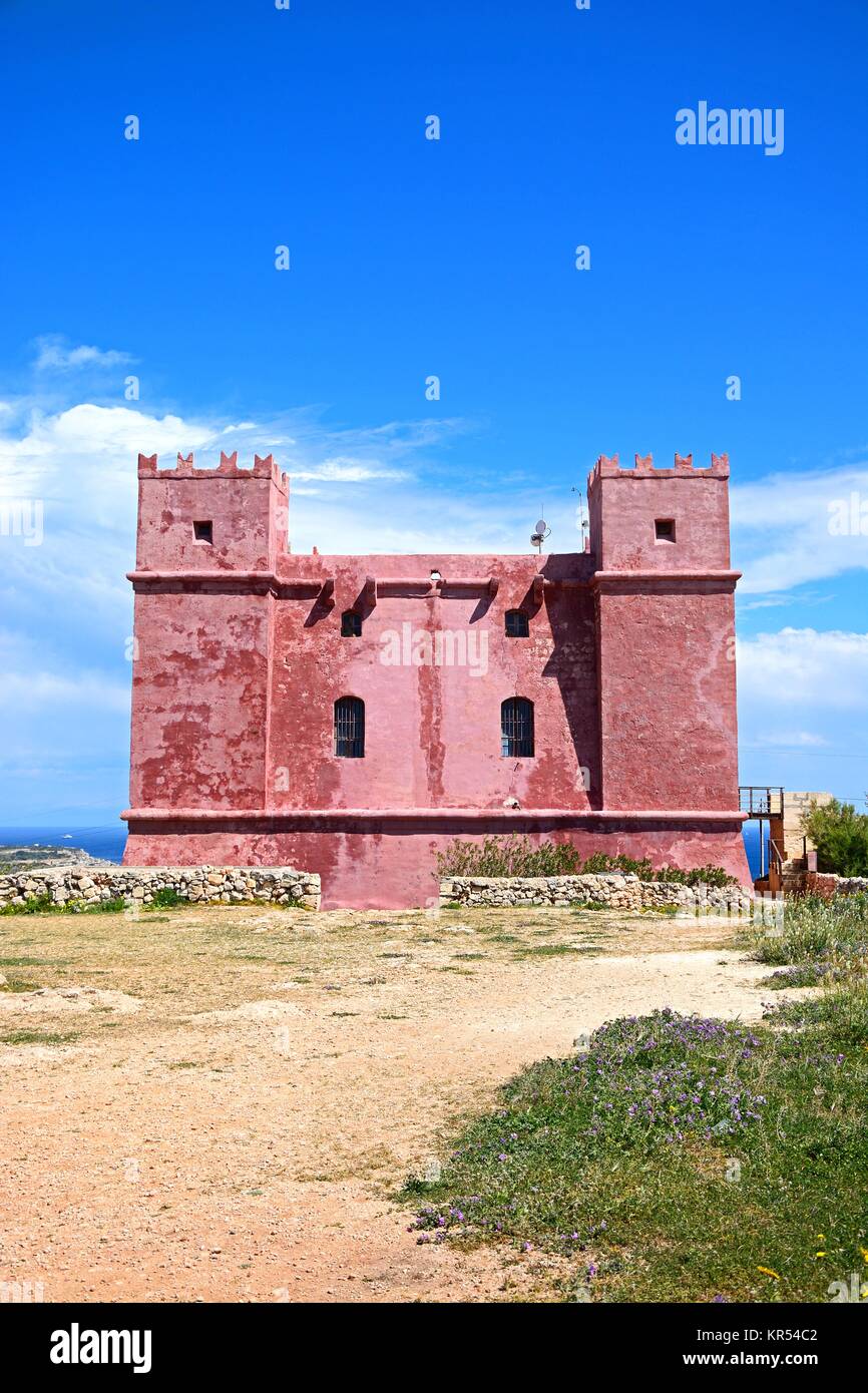 View of St Agathas Fort also known as the Red Fort, Mellieha, Malta ...