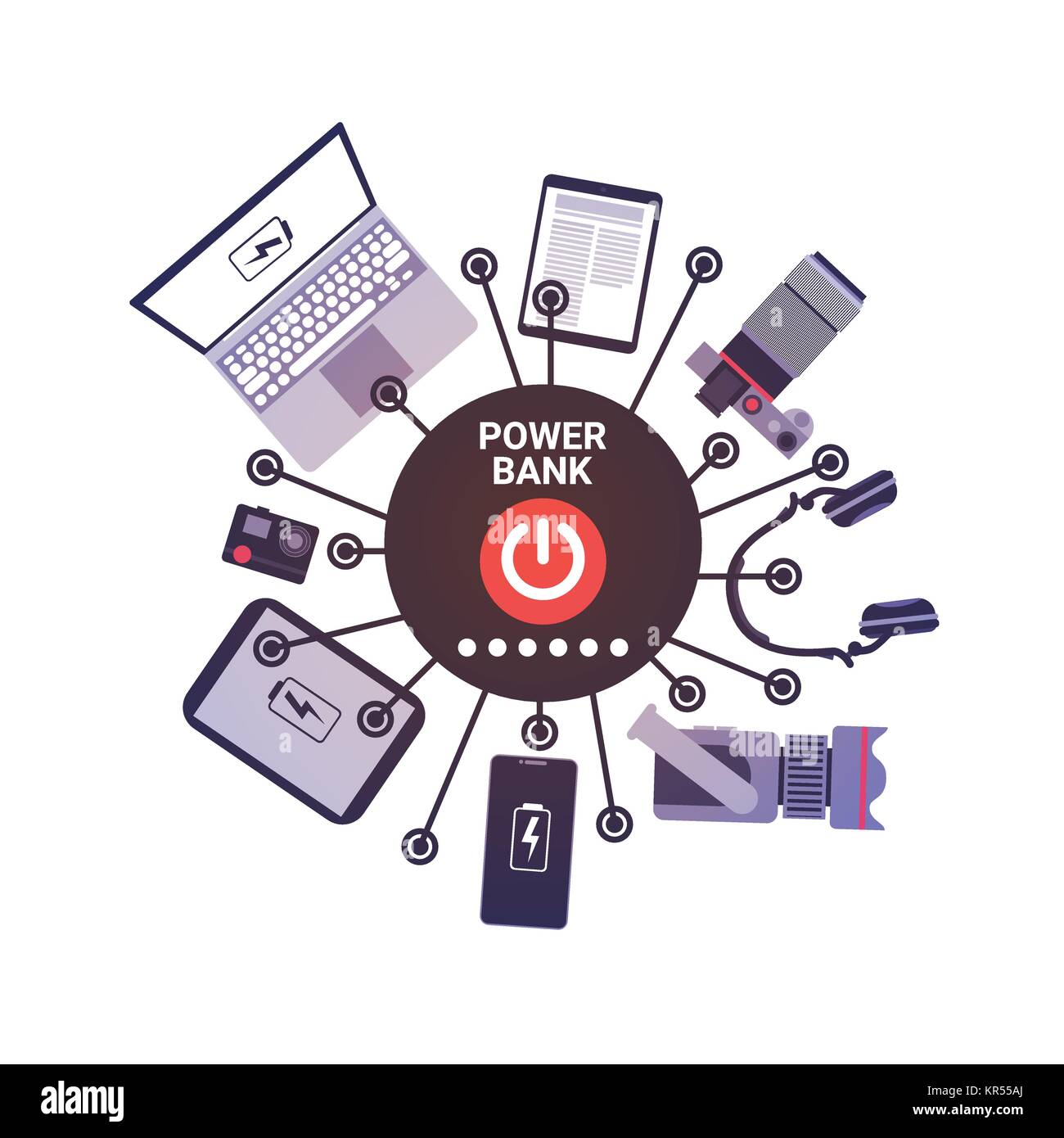 Laptop, Digital Tablet, Smart Phones And Photo Camera Charging From ...