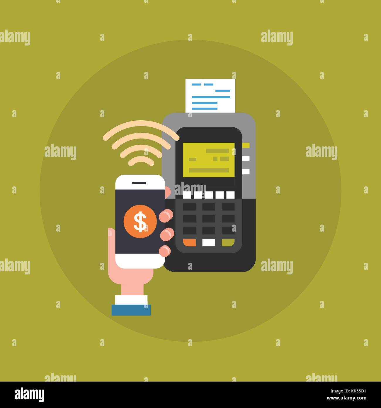 Business Man Hand Hold Smart Phone Making Pos Mobile Payment Icon Stock ...