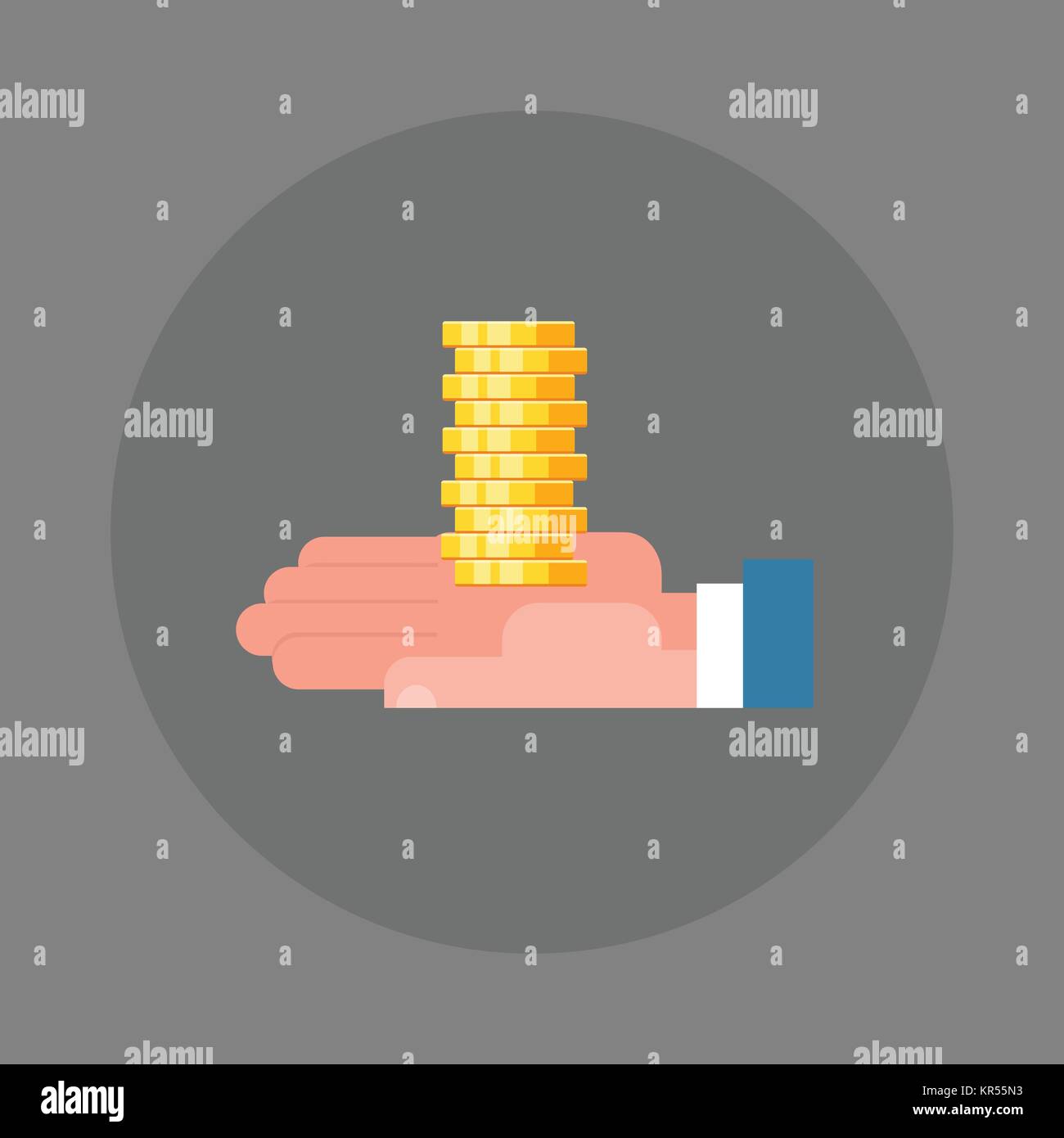 Business Man Hand Holding Stack Of Coins Icon Savings And Wealth ...