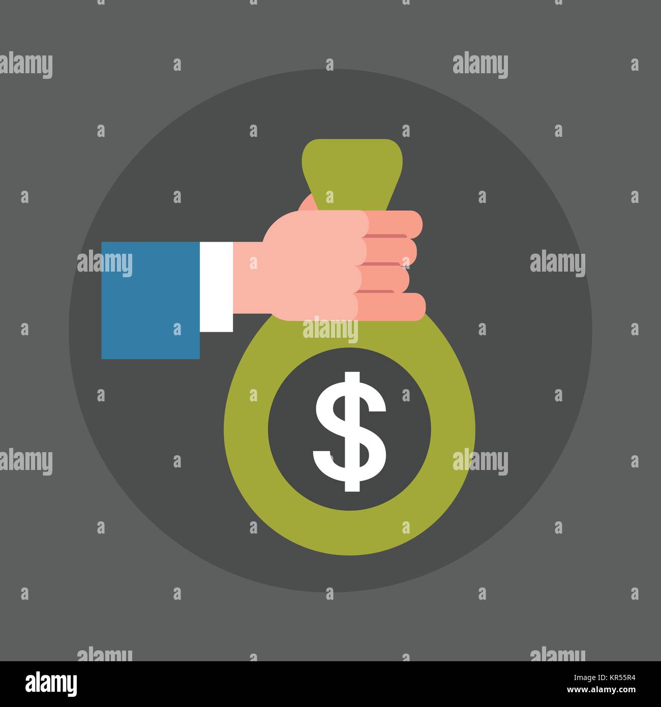 Business Man Hand Holding Money Sack With Dollar Sign Icon Stock Vector ...