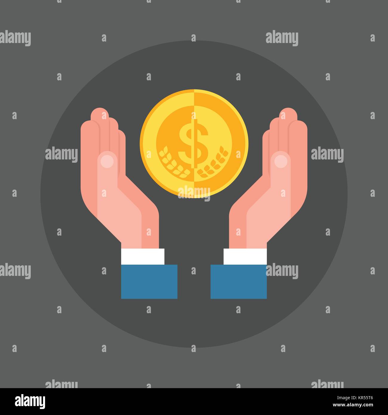 Business Man Hand Holding Coin Icon Savings And Wealth Concept Stock ...