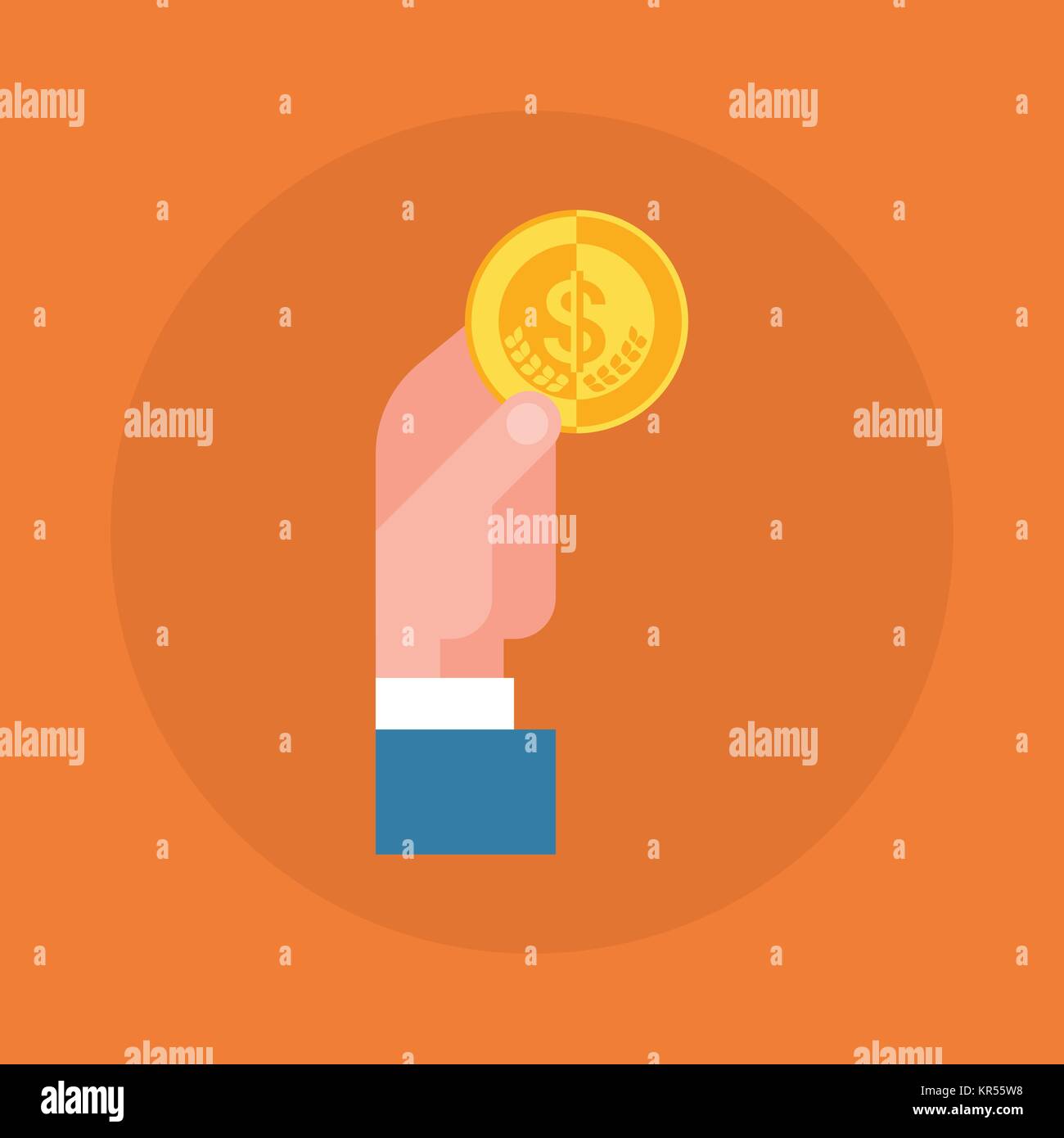 Business Man Hand Holding Coin Icon Savings And Wealth Concept Stock ...