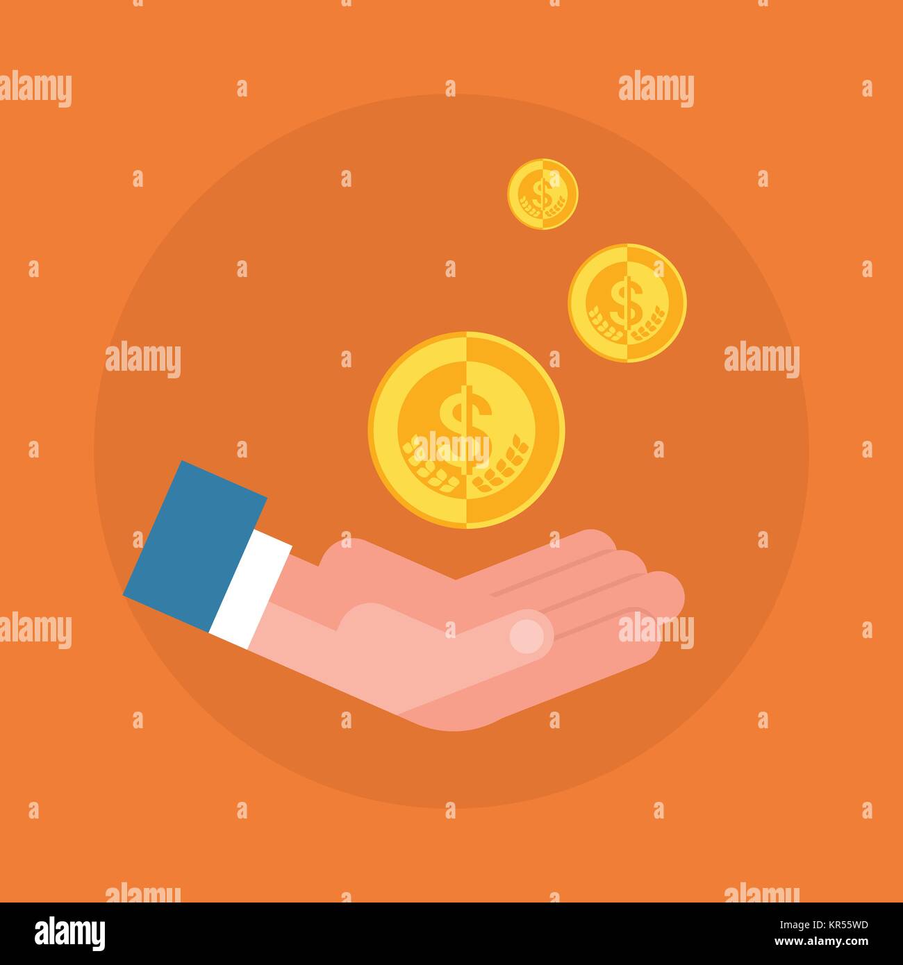 Business Man Hand Holding Coin Icon Savings And Wealth Concept Stock ...