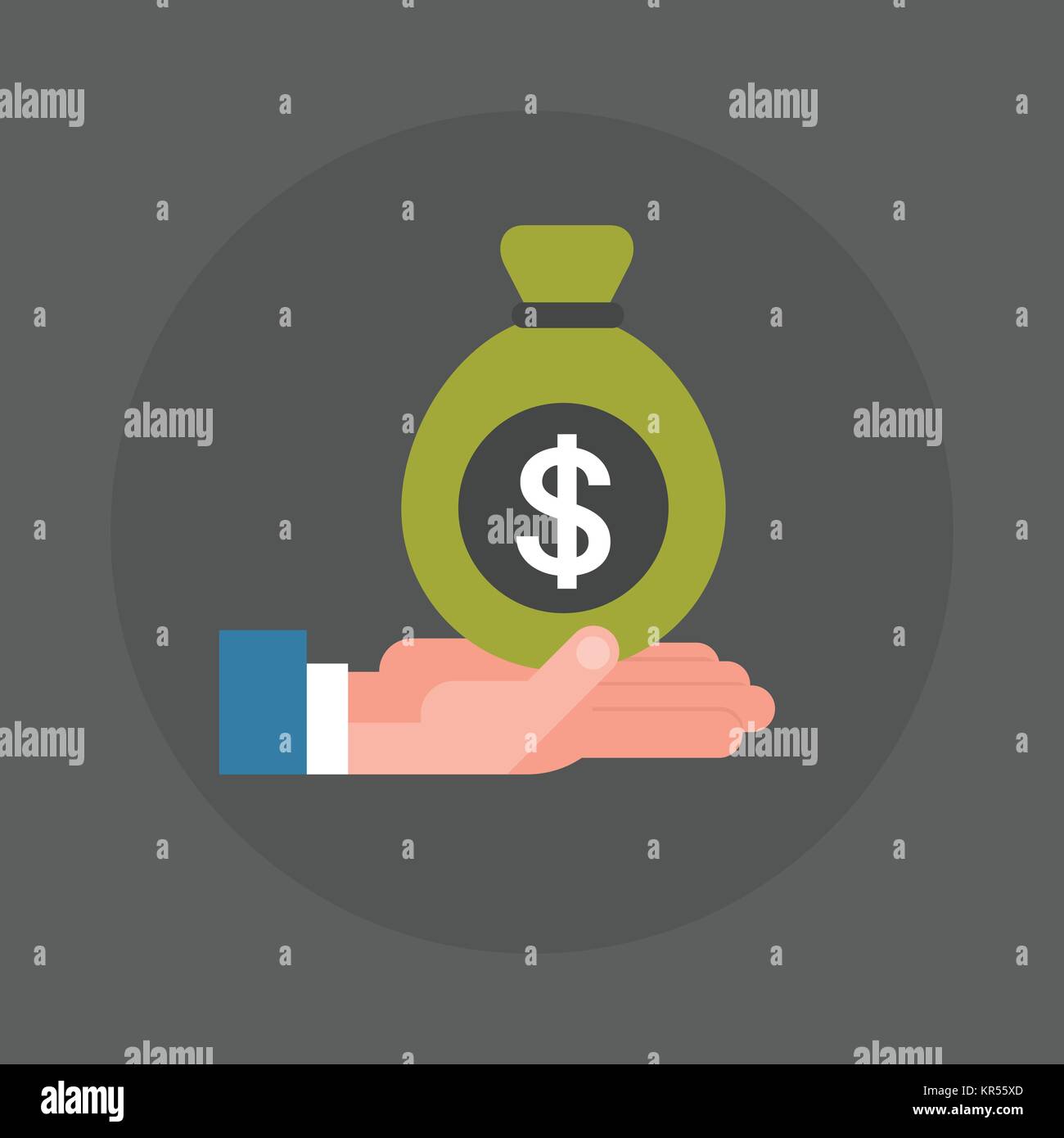 Business Man Hand Holding Money Sack With Dollar Sign Icon Stock Vector ...