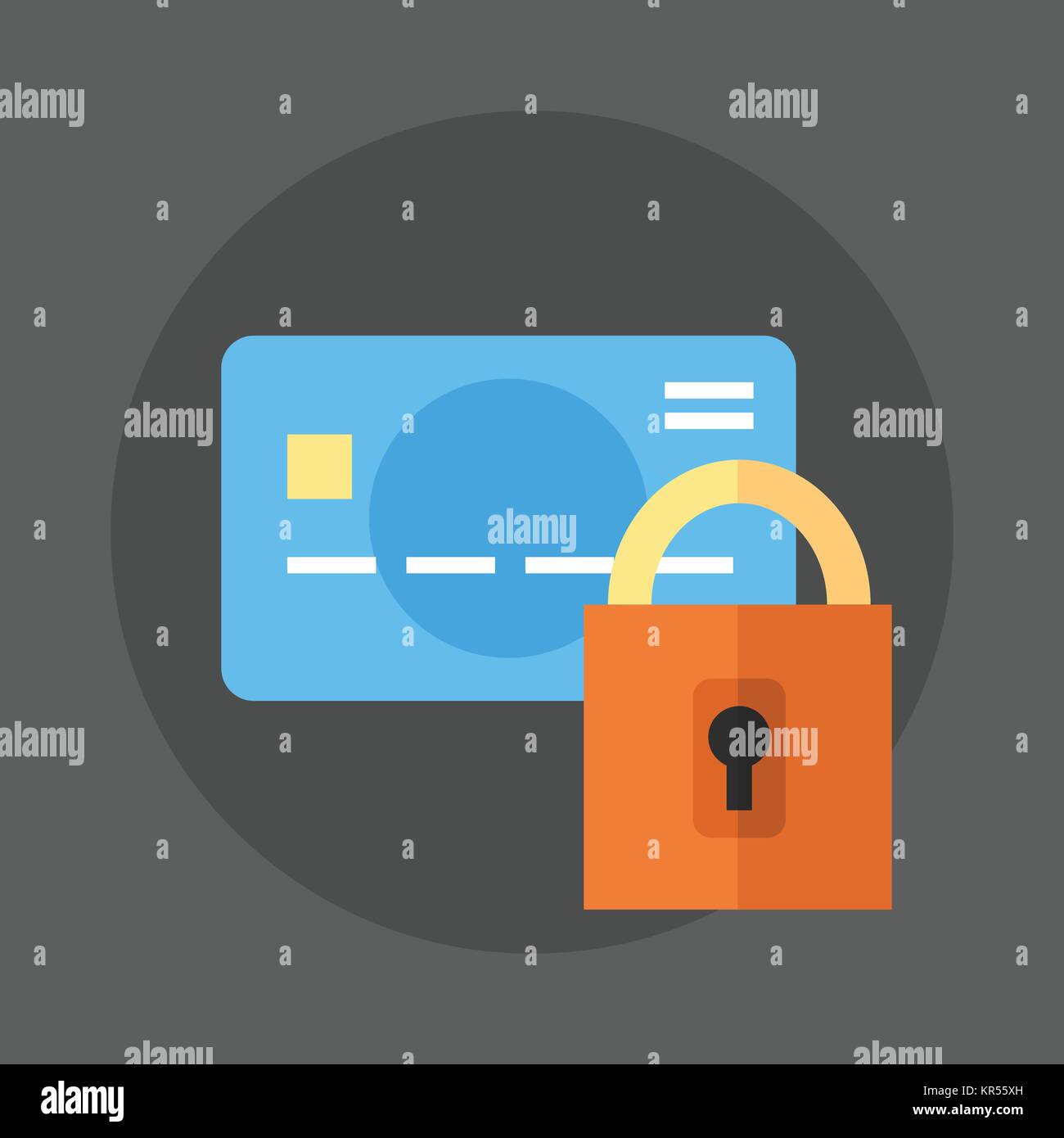 Credit Card With Lock Money Payment Protection Icon Stock Vector Image ...