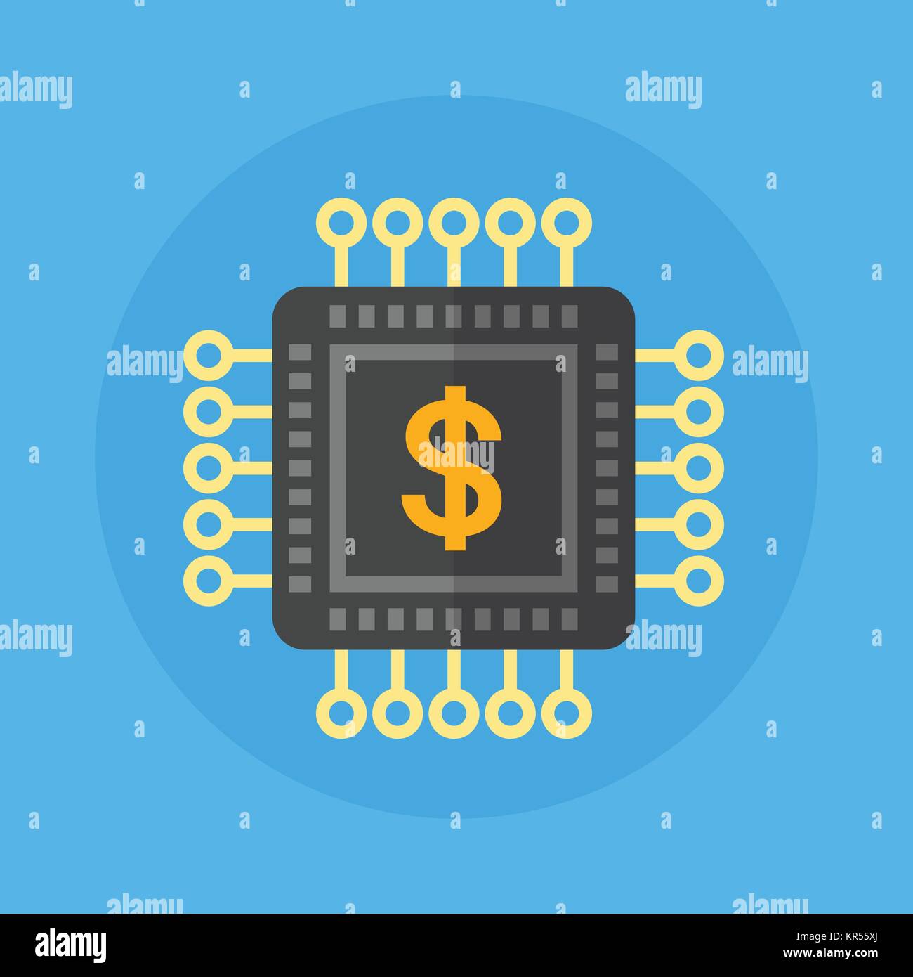 Microchip With Dollar Sign Icon Chip Processor Stock Vector Image & Art ...