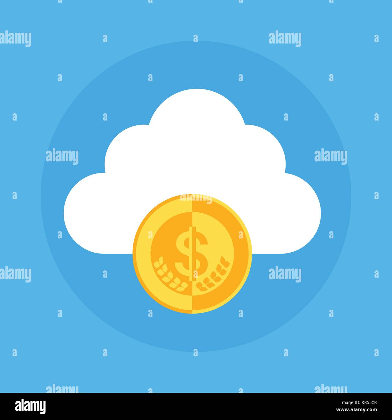 Golden Coin Falling From Cloud Icon Money Wealth Concept Stock Vector ...
