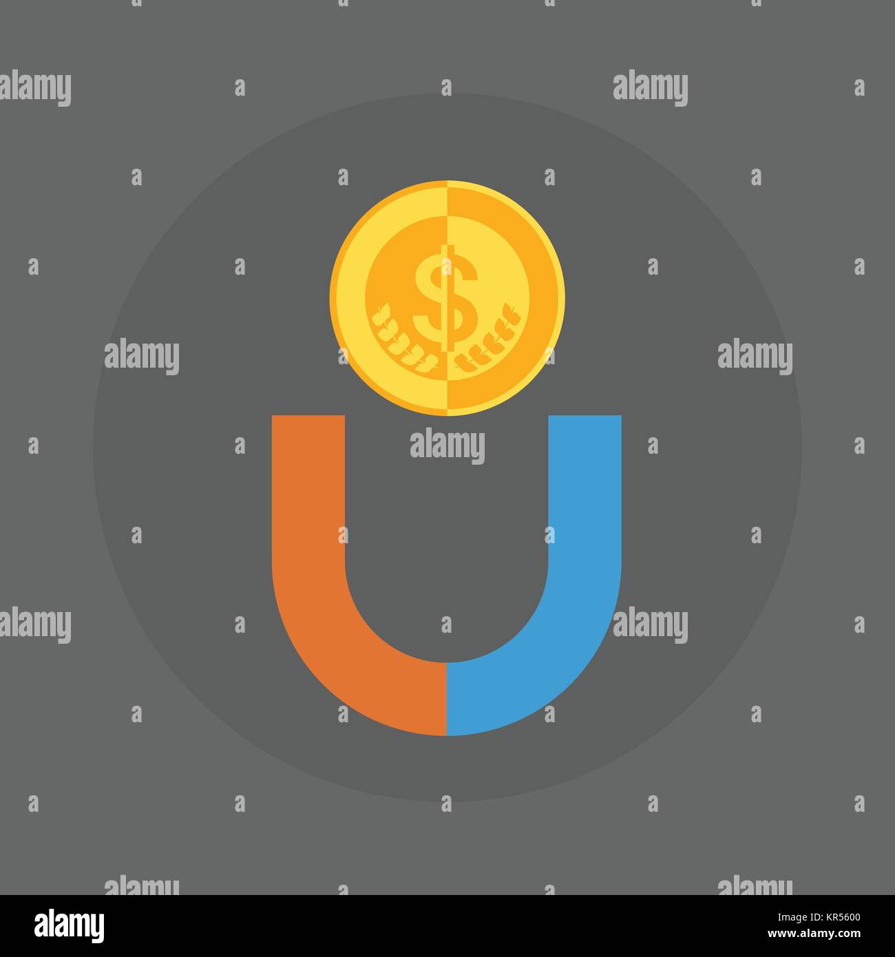 Dollar Coin With Magnet Icon Money Concept Stock Vector Image & Art - Alamy