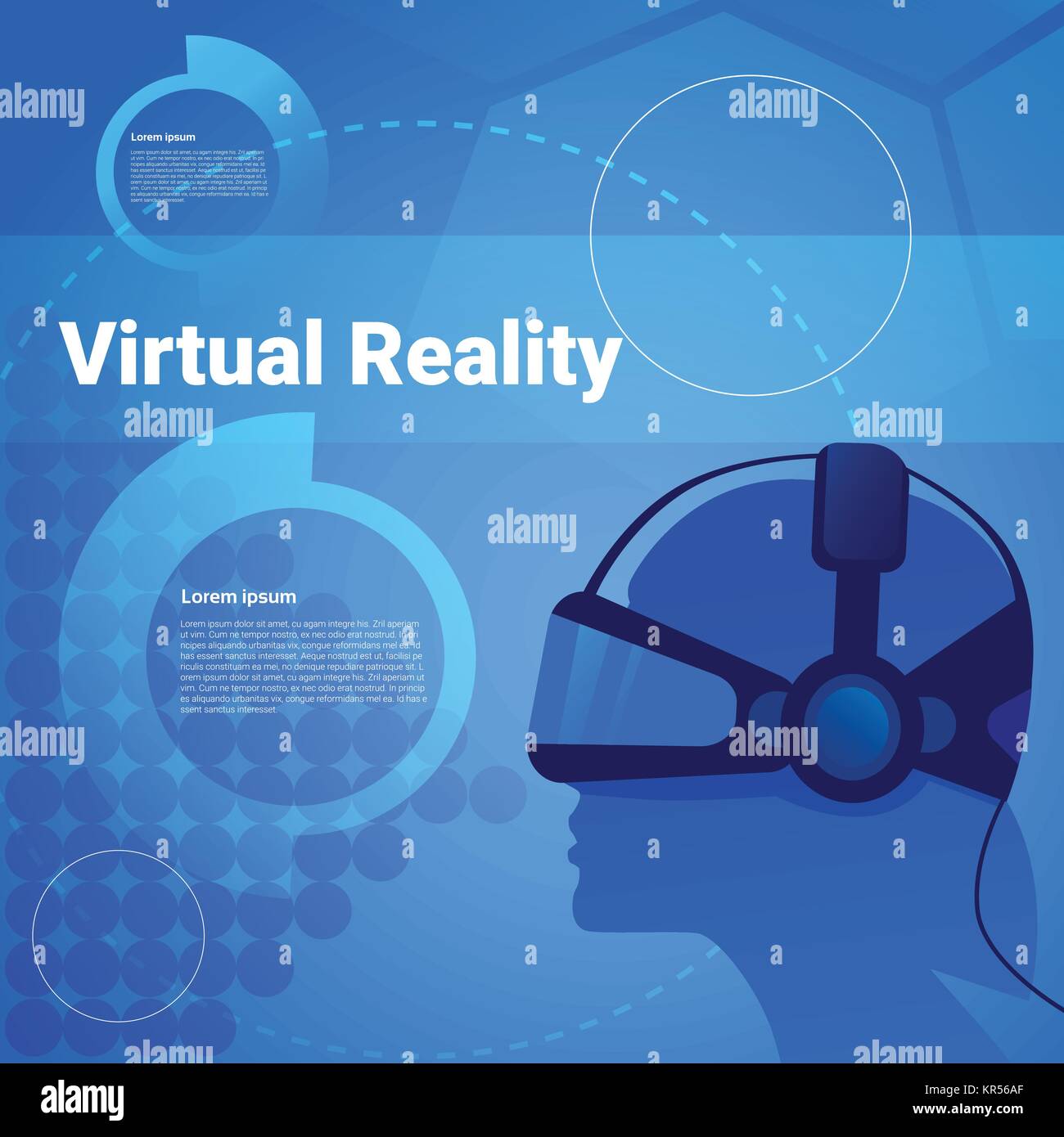 Human Head Wearing Vr Glasses Virtual Reality Background With Copy ...