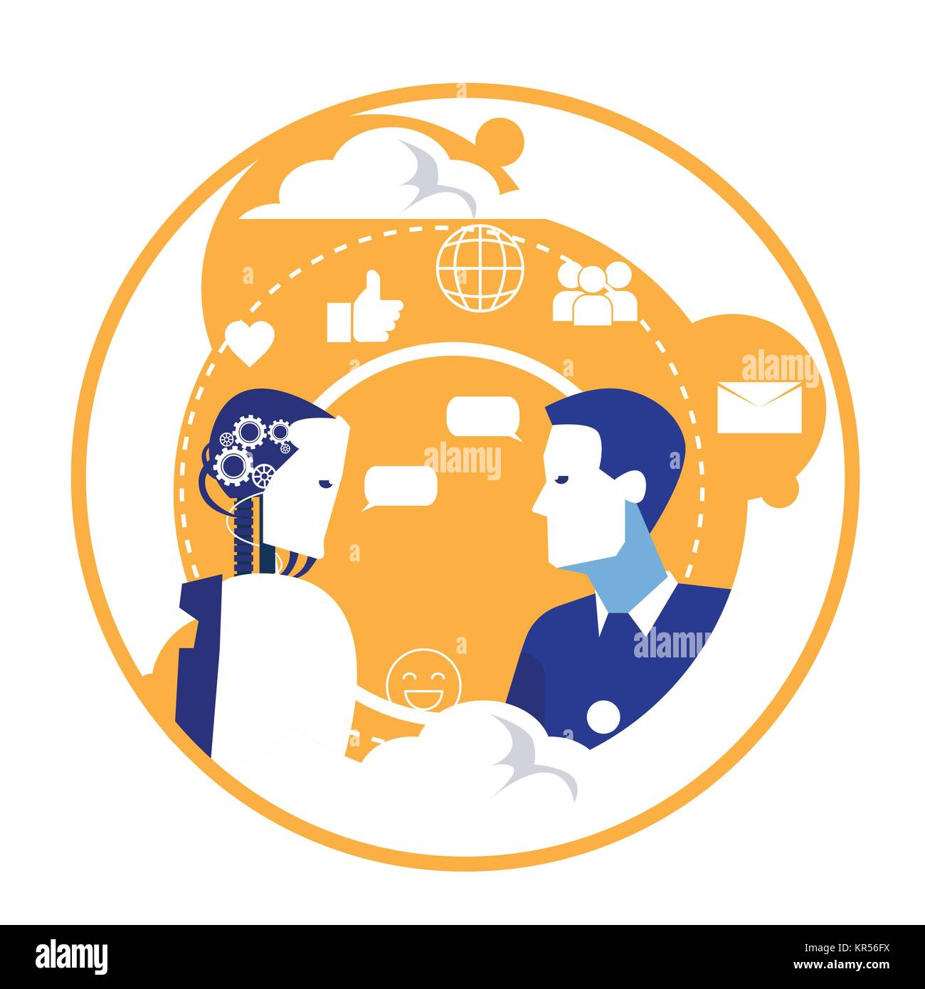 Human Business Man And Robot Concept Of Robotsc Technology Automation ...