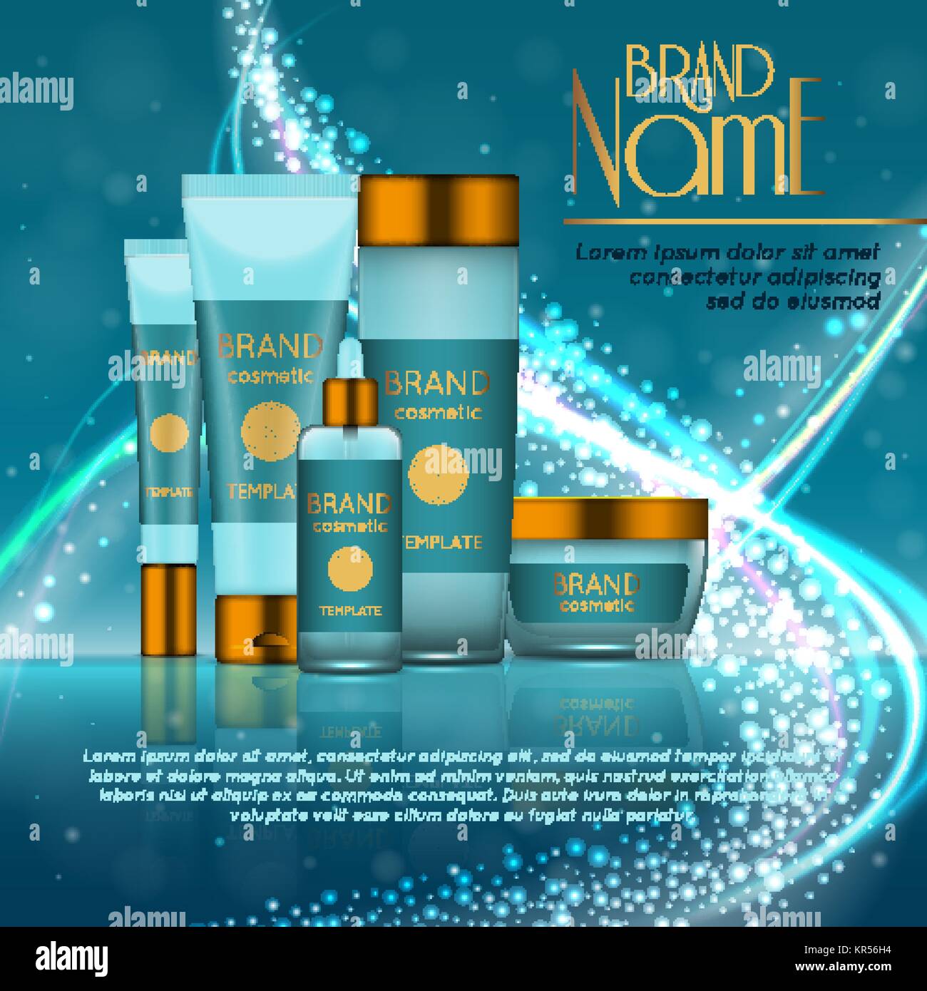 3D realistic cosmetic bottle ads template. Cosmetic brand advertising ...