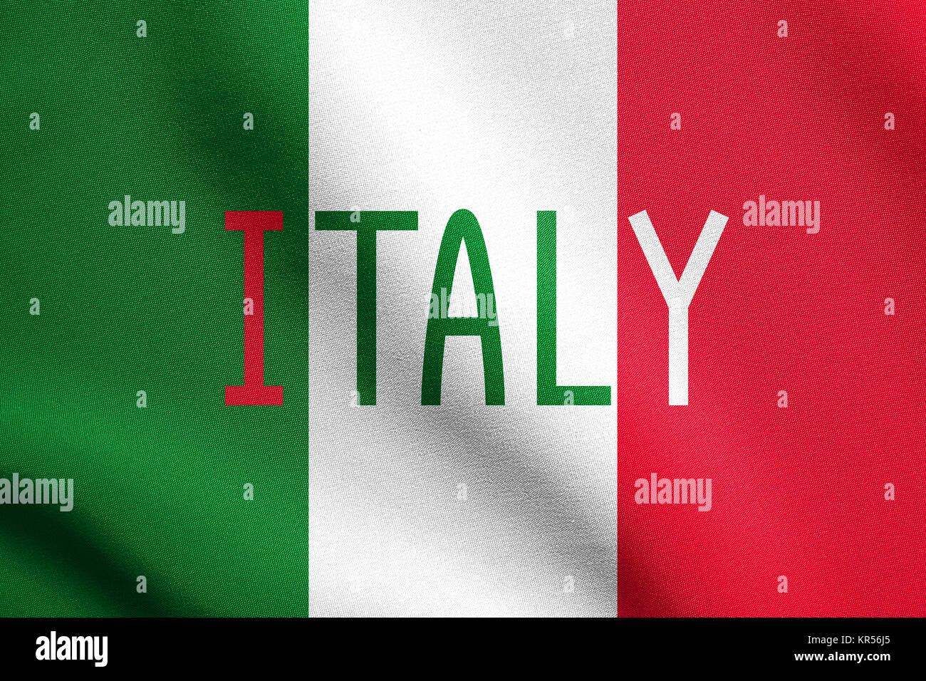 Italian flag and word Italy with fabric texture Stock Photo - Alamy