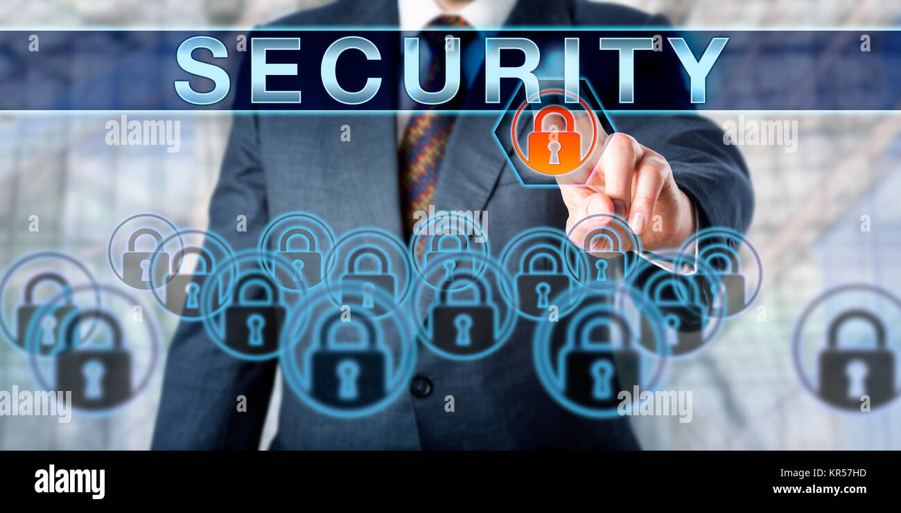 Corporate Executive Pushing SECURITY Stock Photo - Alamy