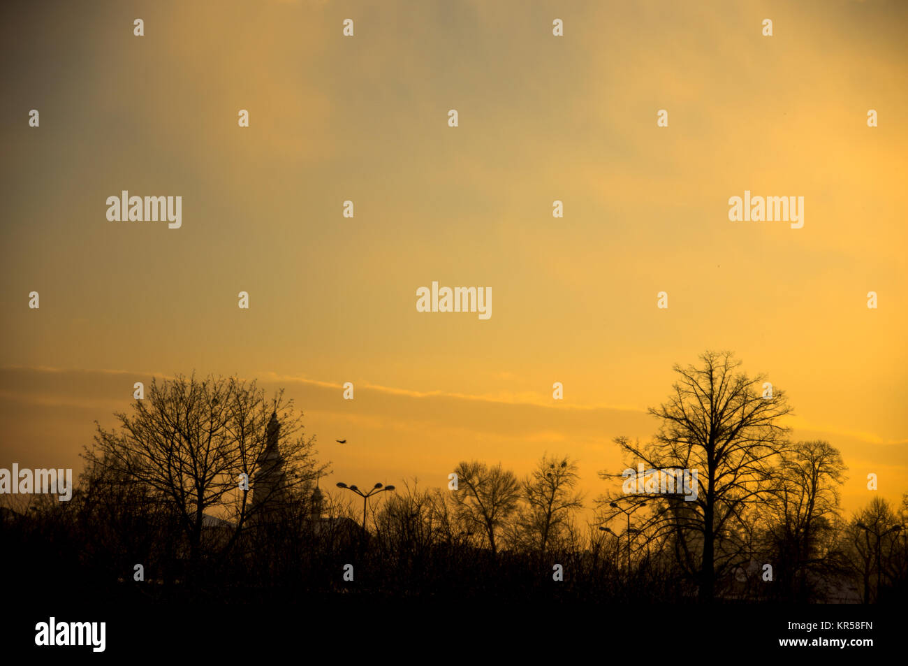 Morning sky in winter landscape Stock Photo - Alamy