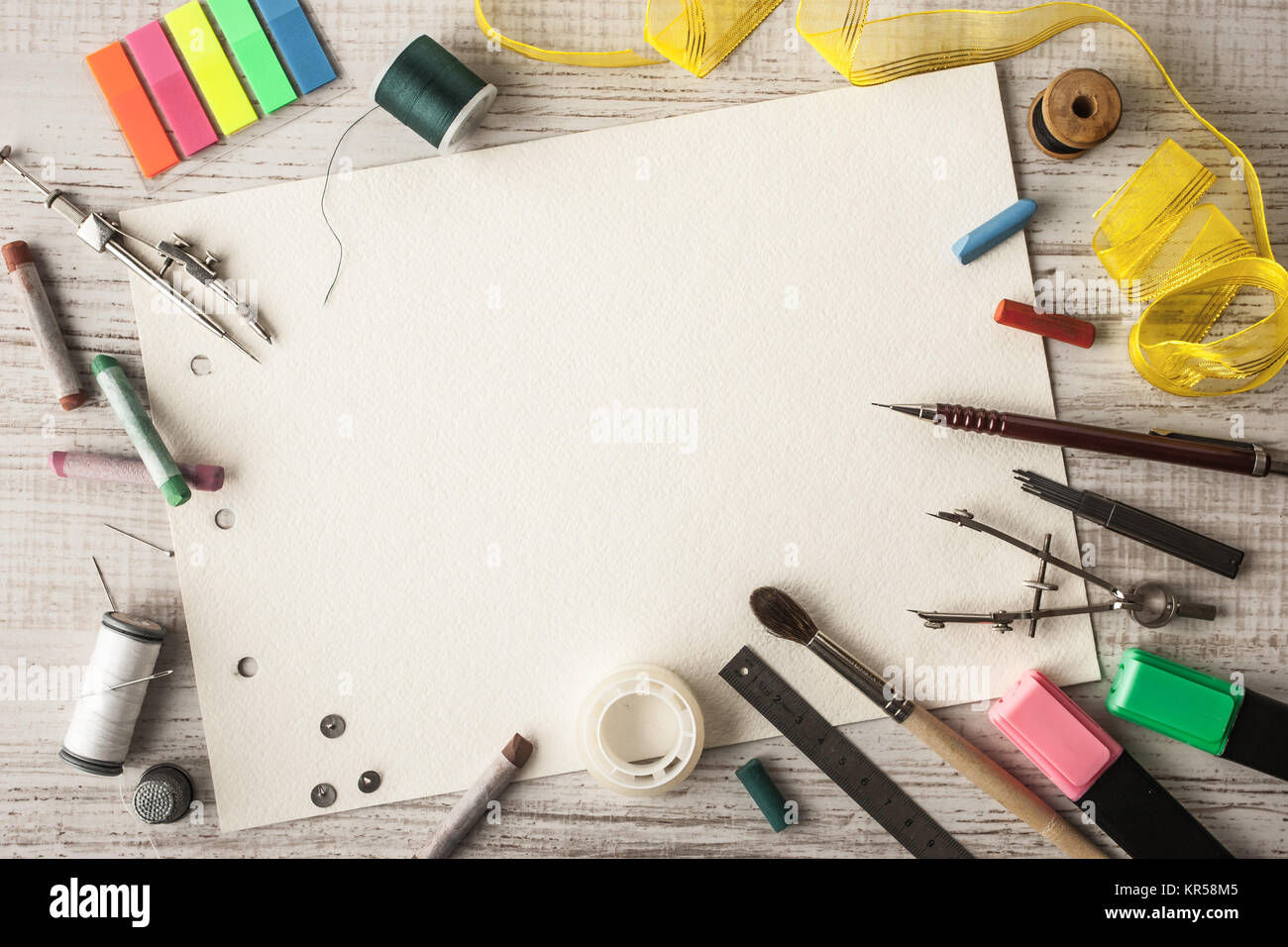 Frame of the objects for creativity horizontal Stock Photo - Alamy