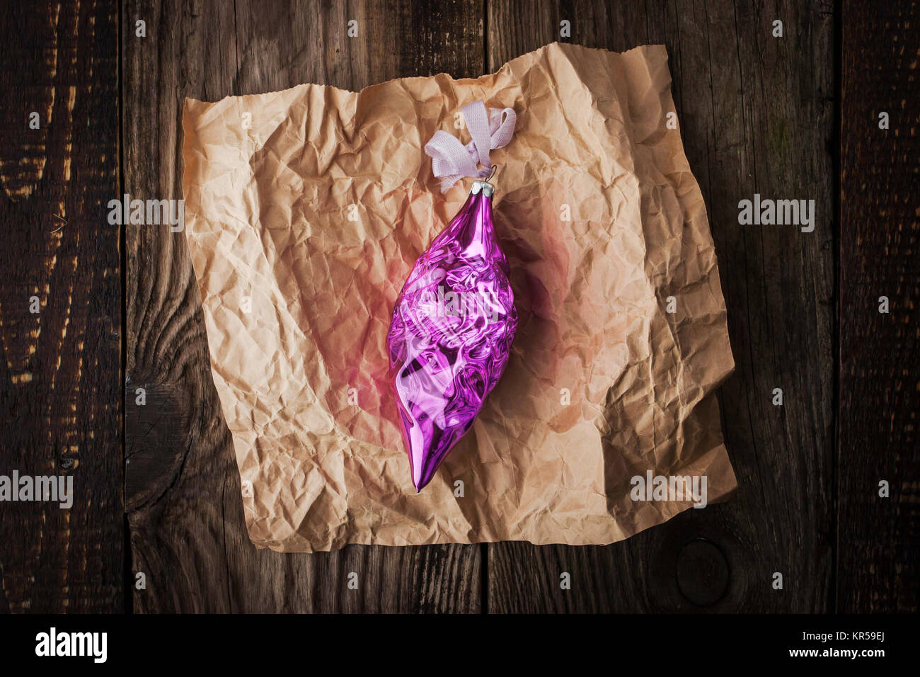 Christmas tree decoration in the crumpled paper horizontal Stock Photo ...