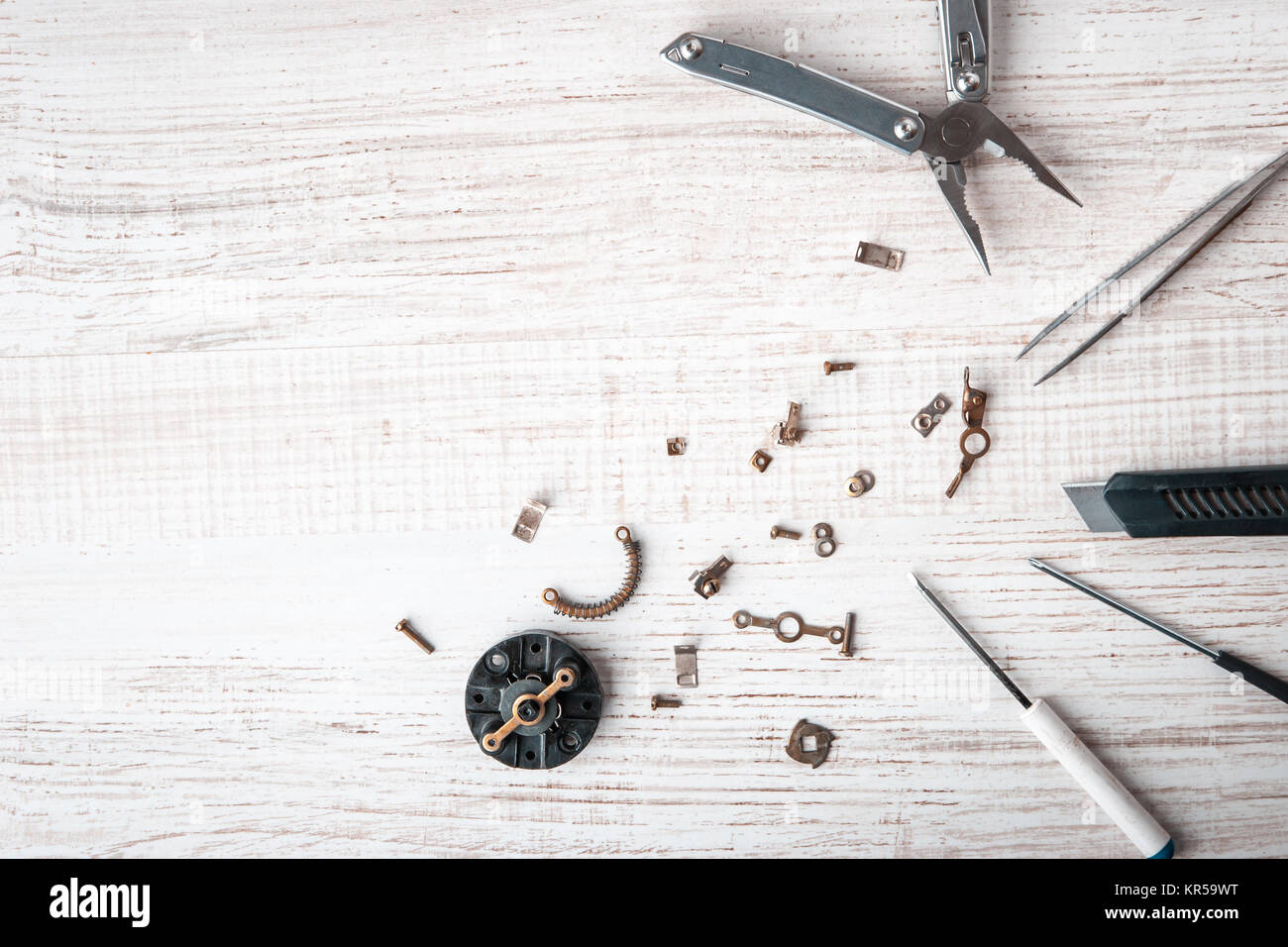 Tools disassembled mechanism on hi-res stock photography and images - Alamy