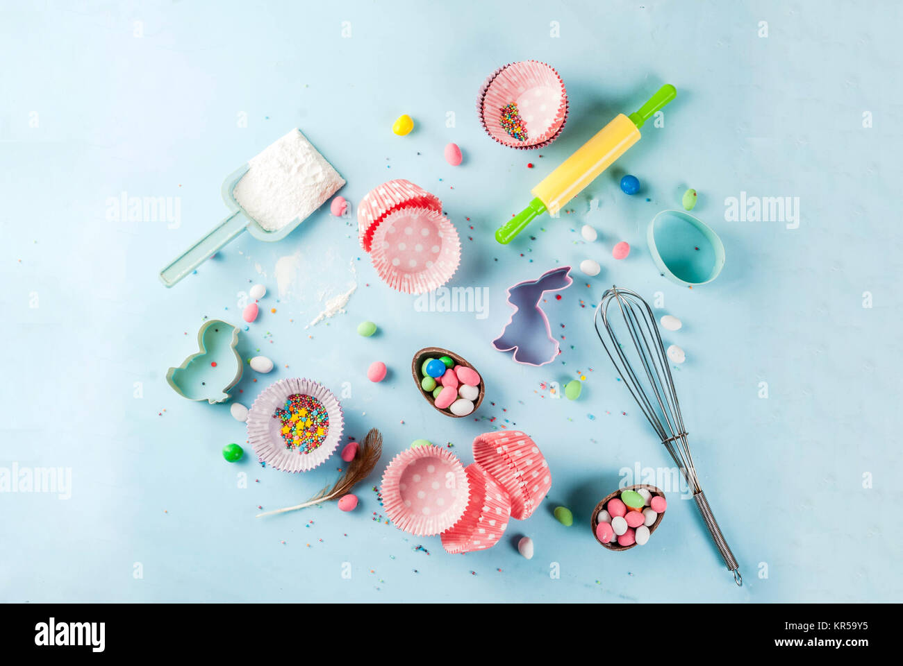 Sweet baking concept for Easter, cooking background with baking - with ...