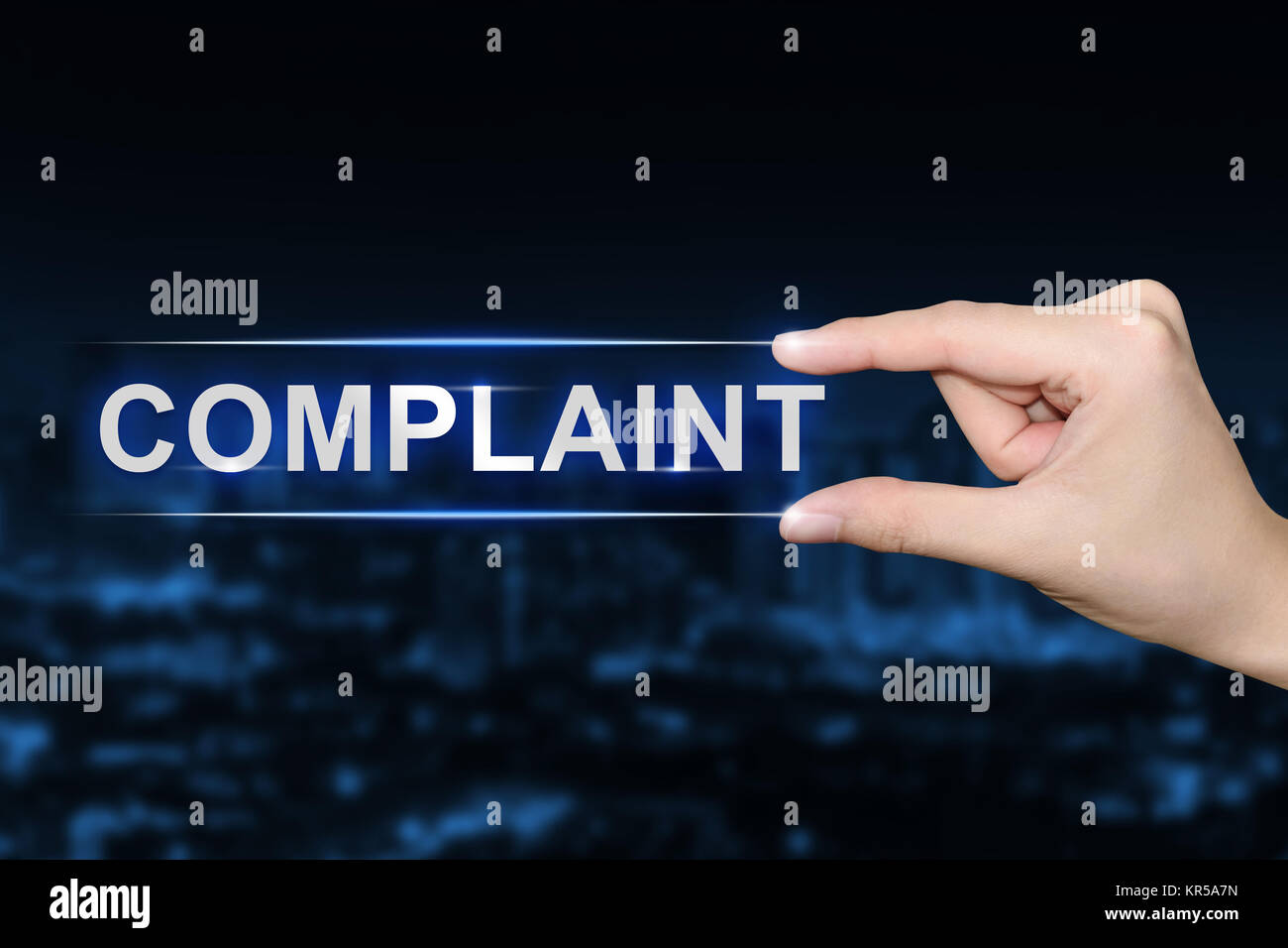 hand clicking complaint button Stock Photo - Alamy
