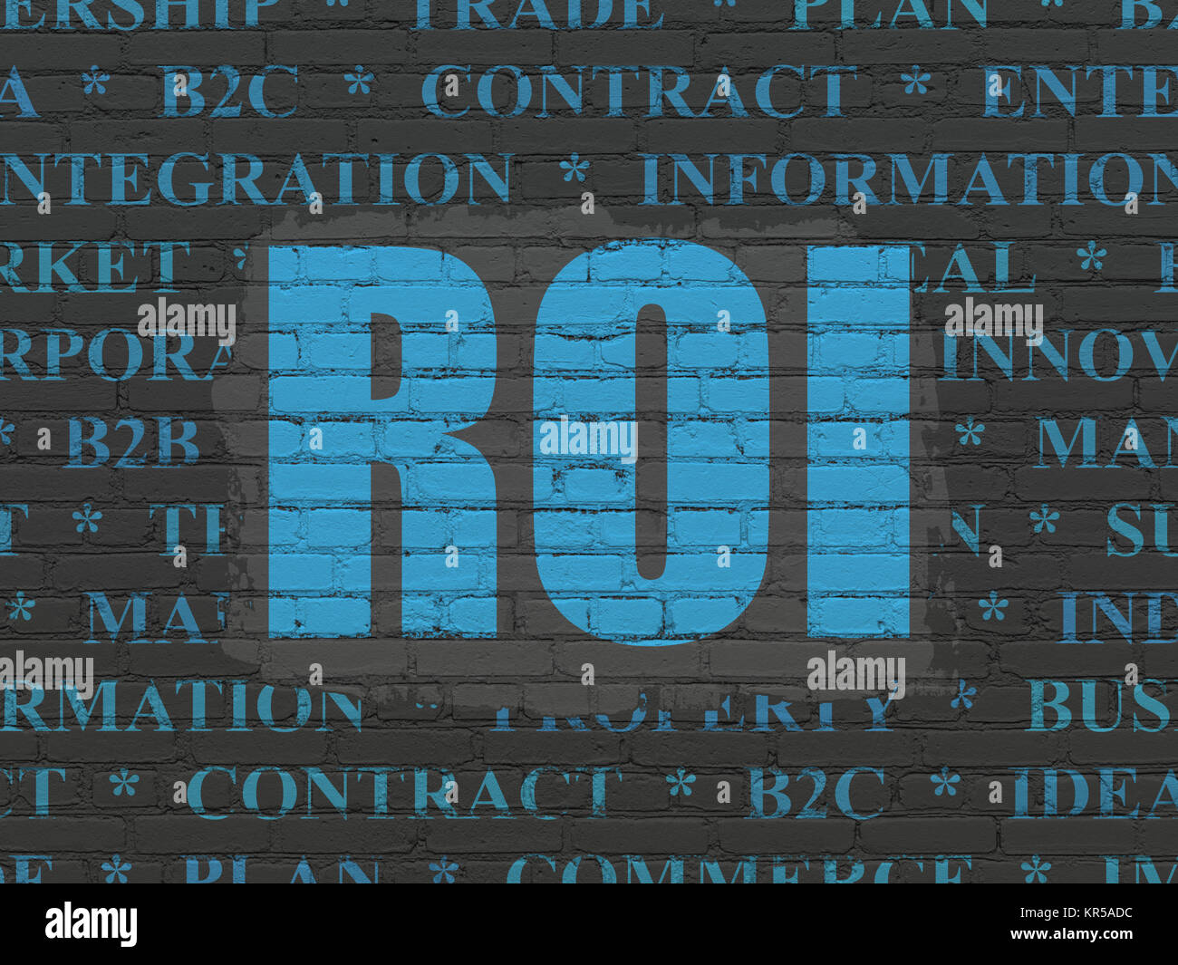 Business concept: ROI on wall background Stock Photo - Alamy