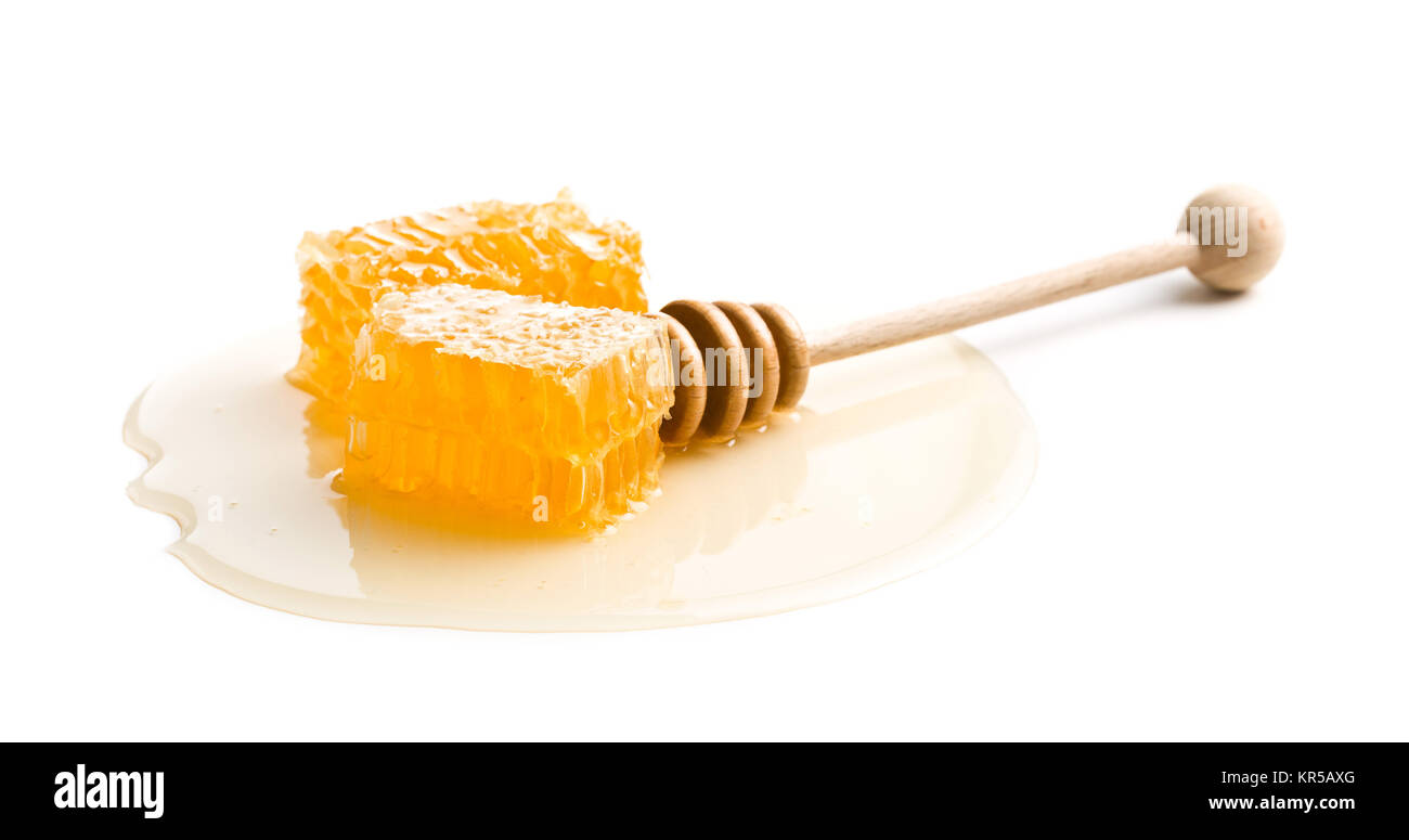 Fresh honey with honeycomb Stock Photo - Alamy