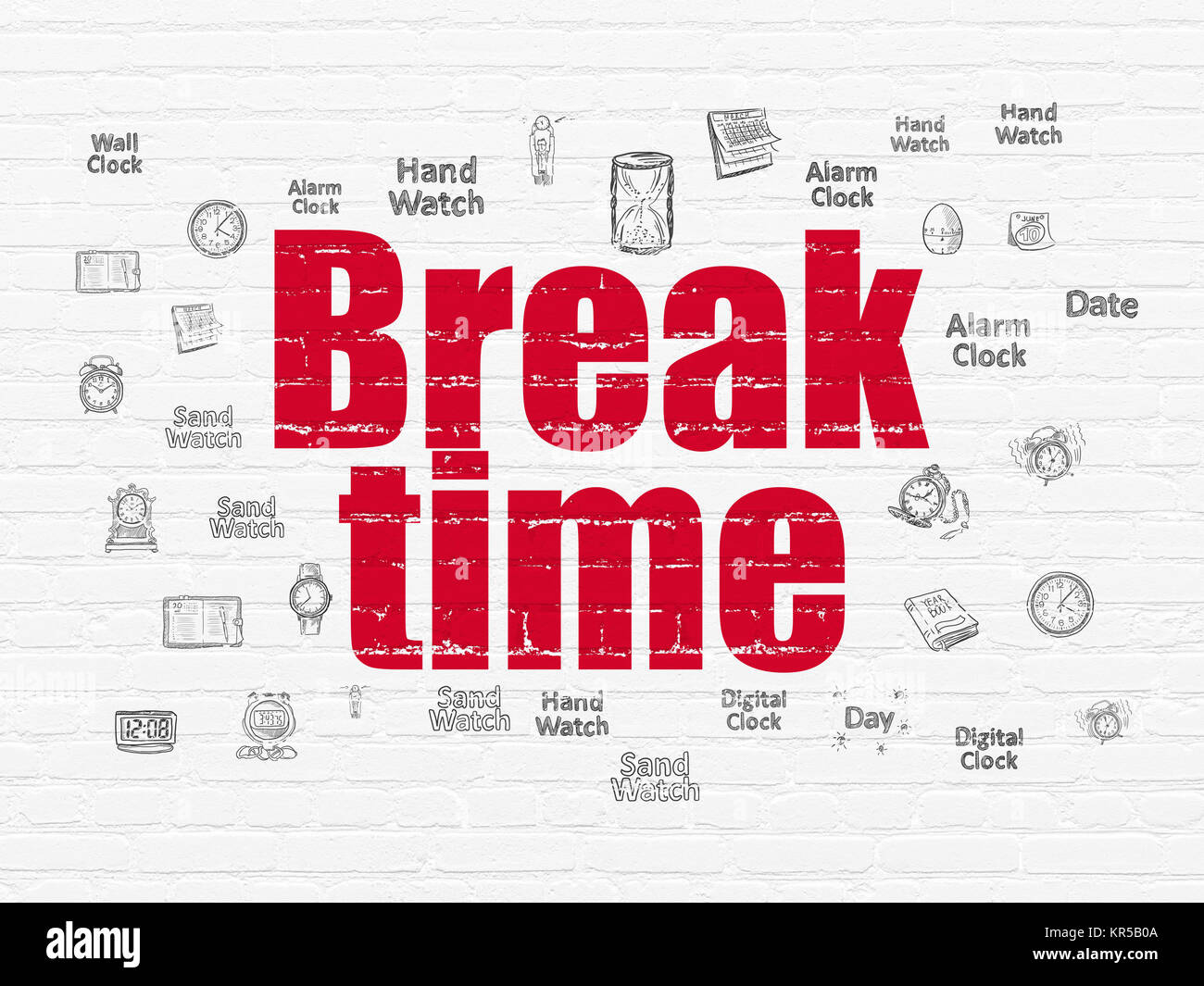 Timeline concept: Break Time on wall background Stock Photo - Alamy