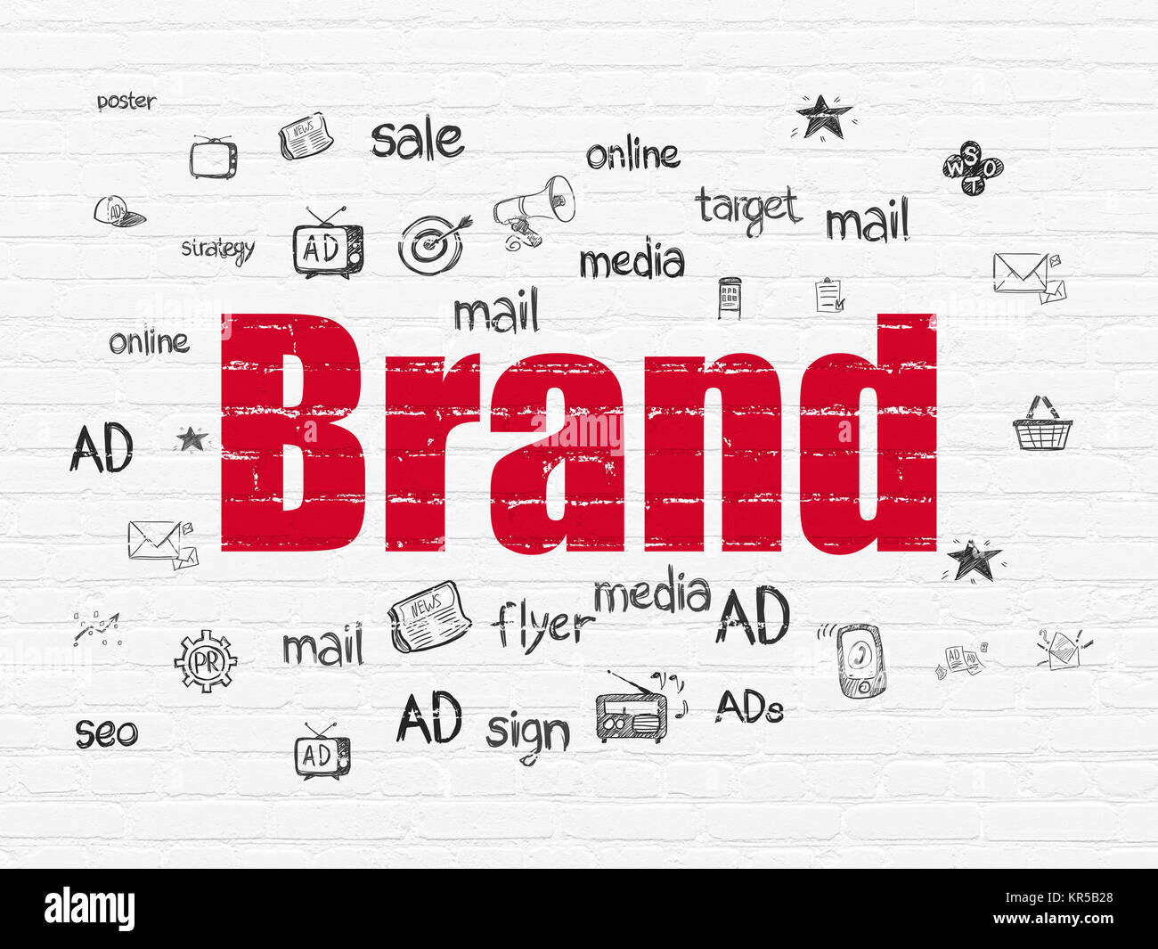 Marketing concept: Brand on wall background Stock Photo - Alamy