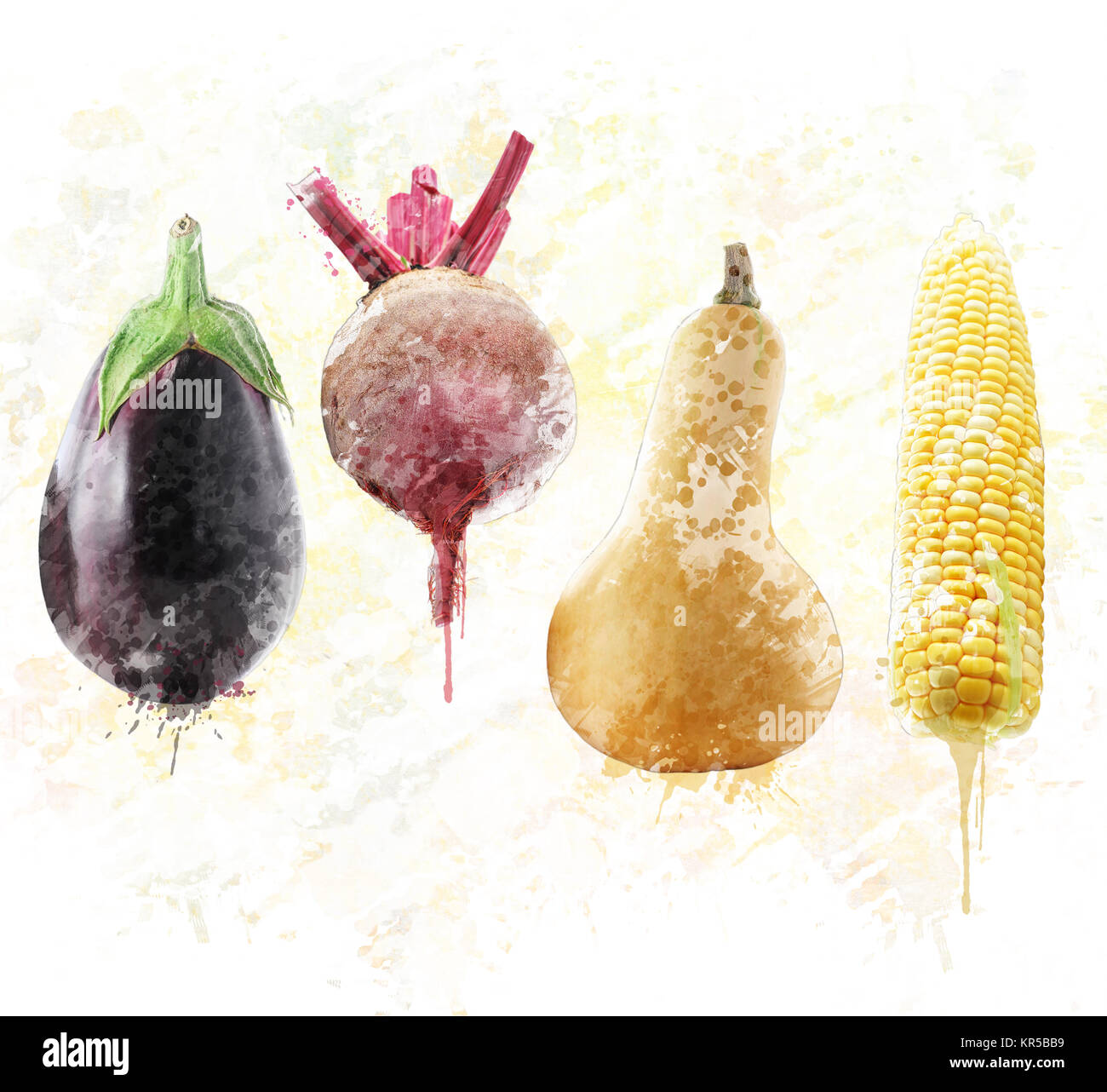 Fresh vegetables watercolor Stock Photo - Alamy