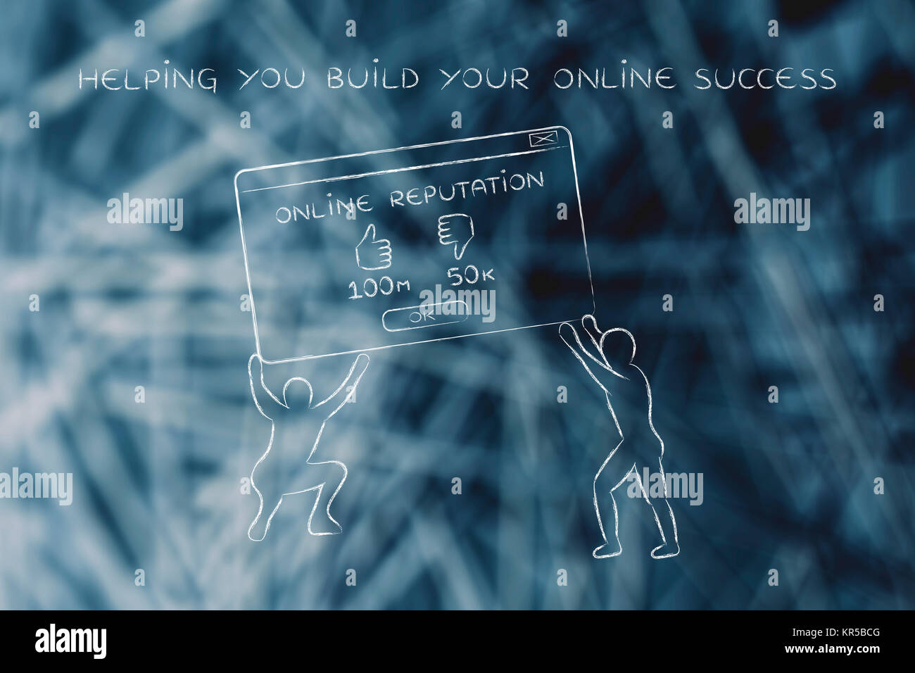 men lifting pop-up with feedback, reputation help concept Stock Photo ...