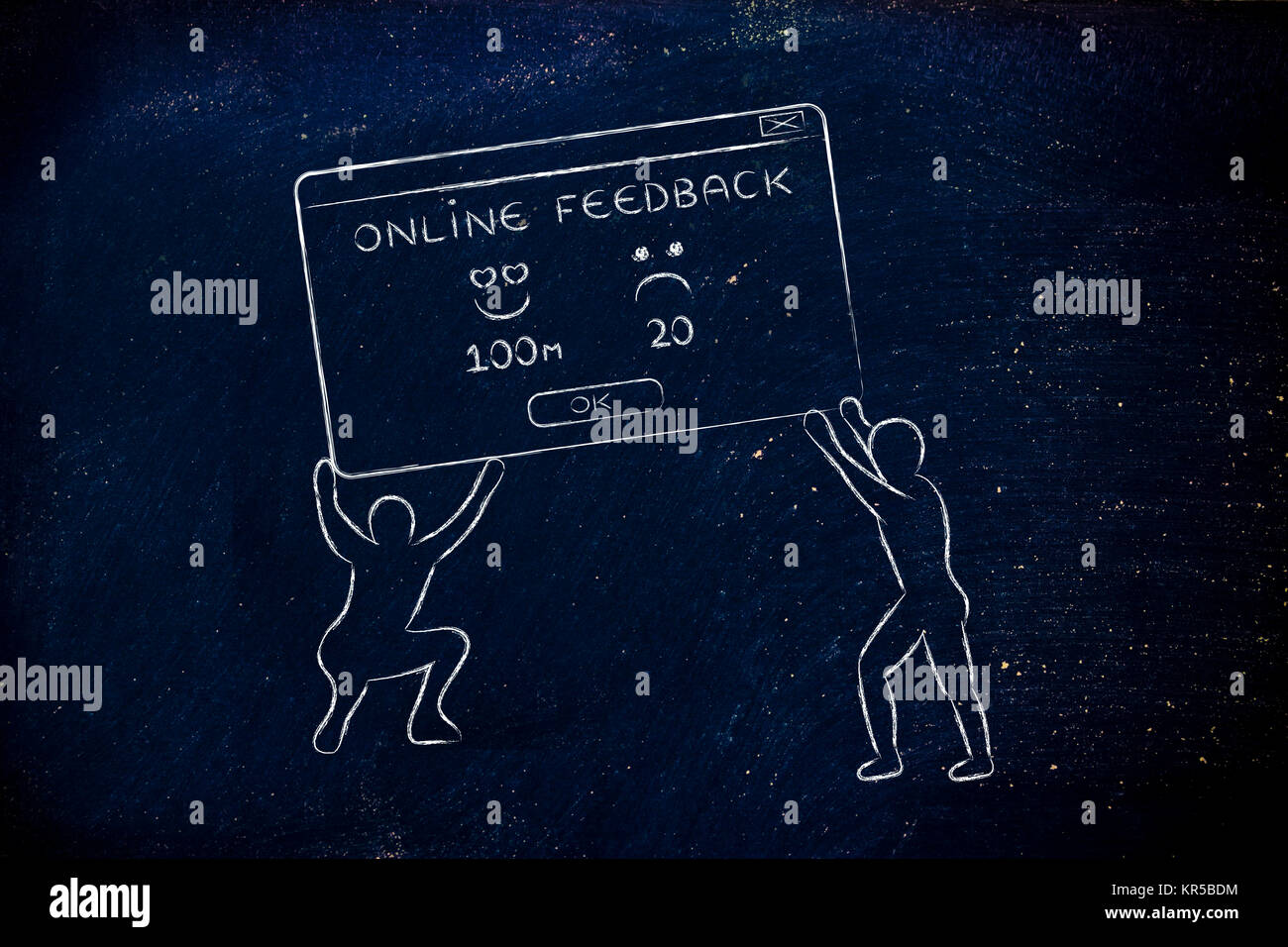 men lifting pop-up with feedback, improving reputation concept Stock ...