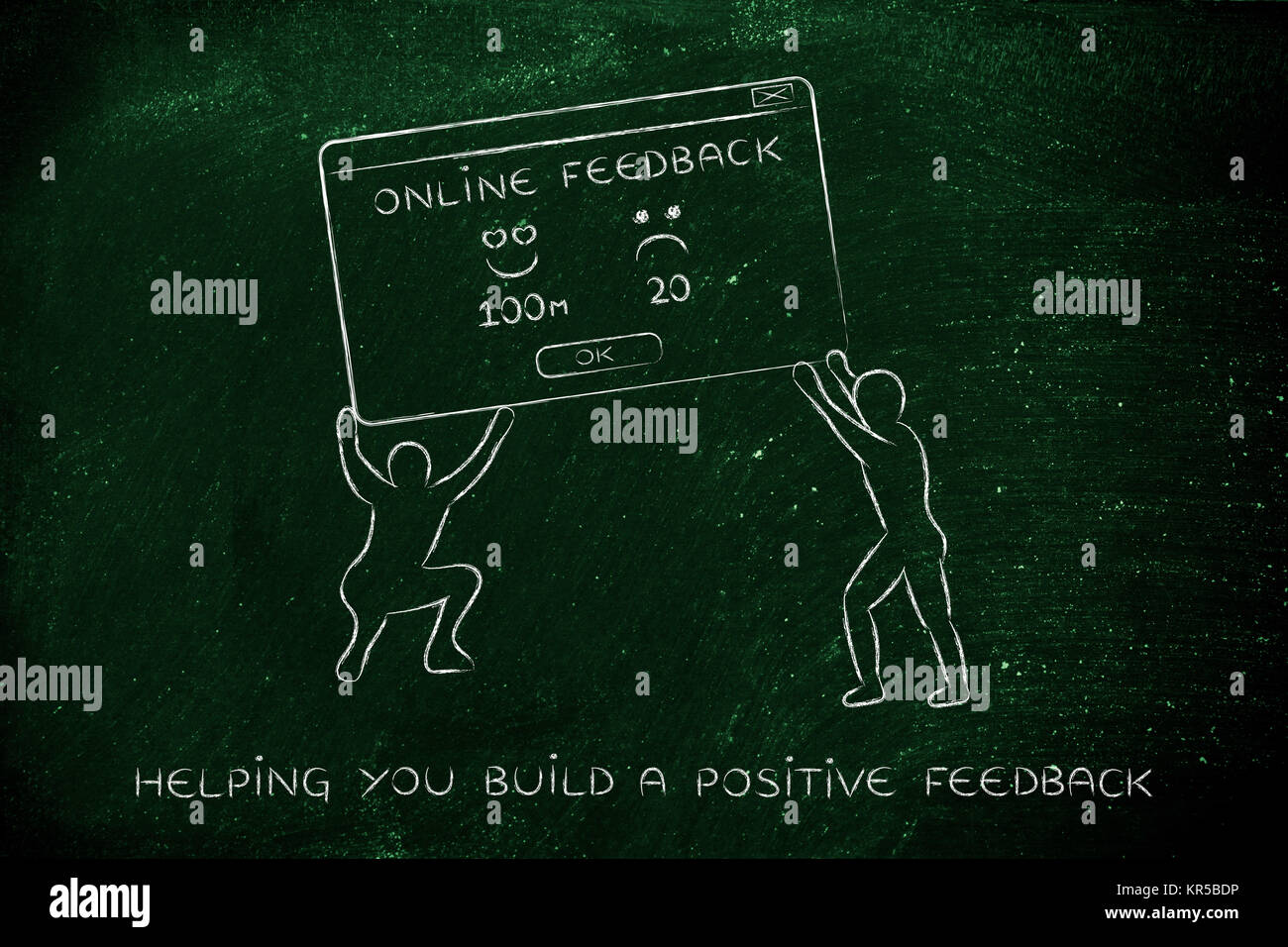 men lifting pop-up with feedback, improving reputation concept Stock ...