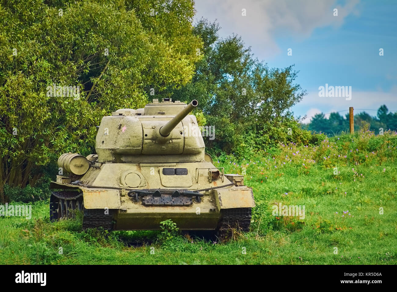 Tank on the Field Stock Photo - Alamy