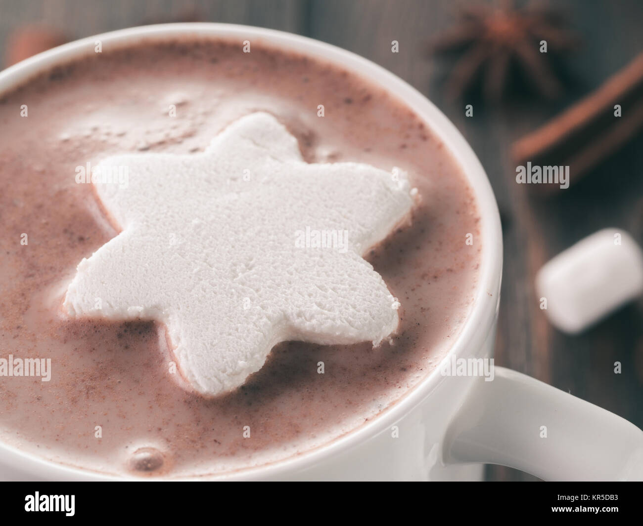 Hot chocolate with marsmallow in star shape Stock Photo - Alamy