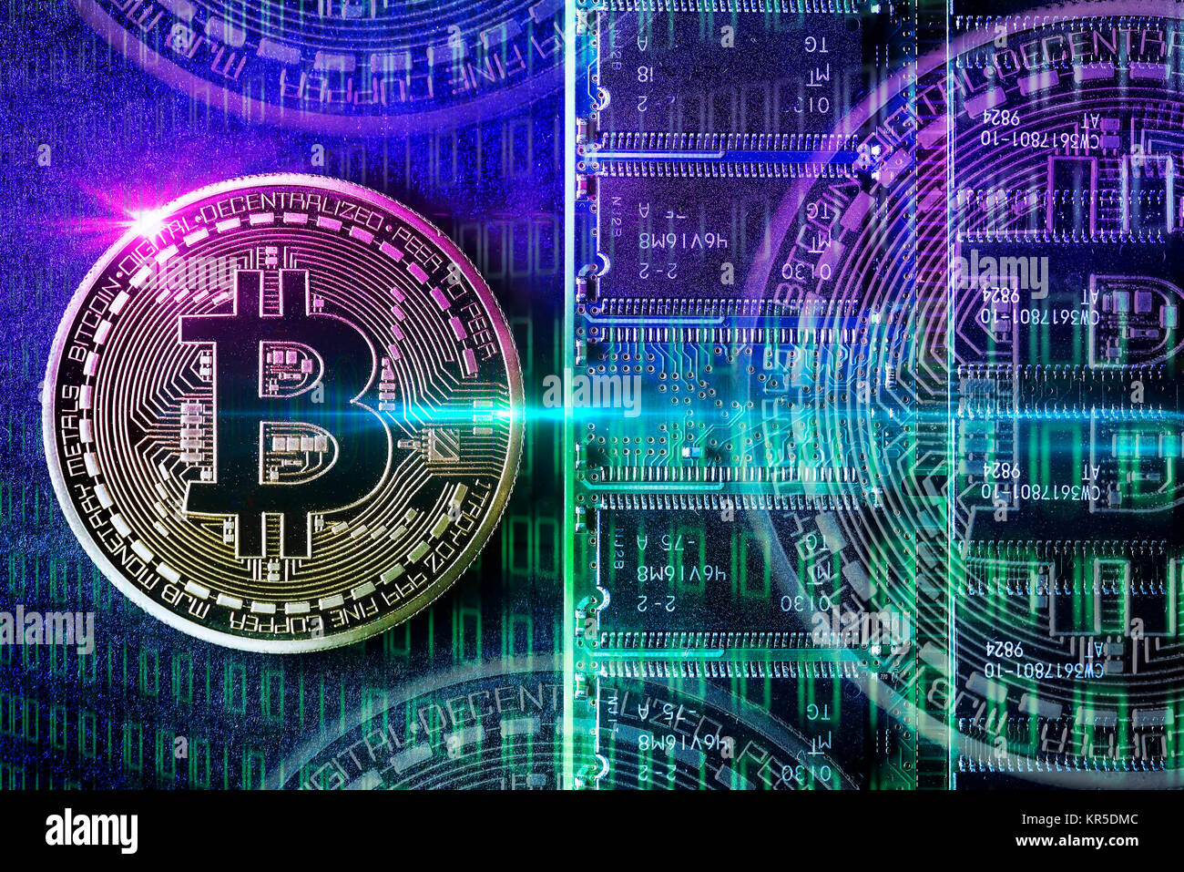 Coin with Bitcoin sign, Münze mit Bitcoin-Zeichen Stock Photo - Alamy