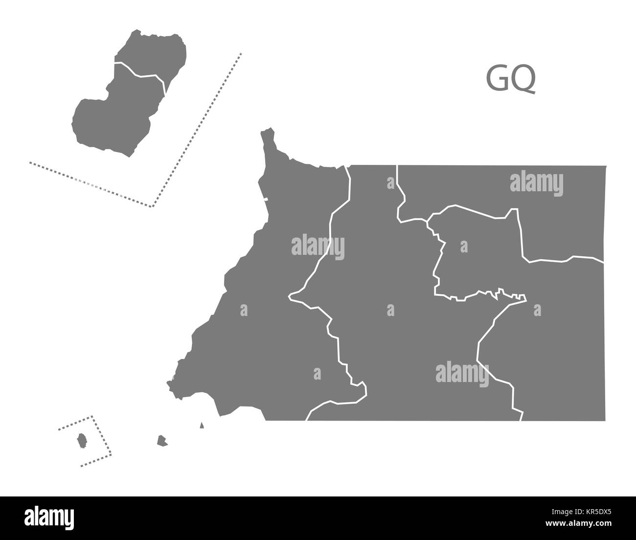 Equatorial Guinea provinces Map grey Stock Photo - Alamy