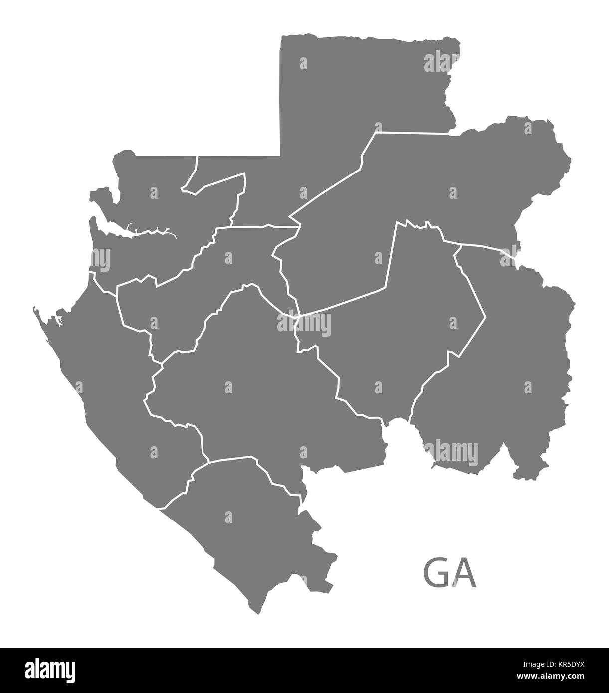 Gabon provinces Map grey Stock Photo - Alamy