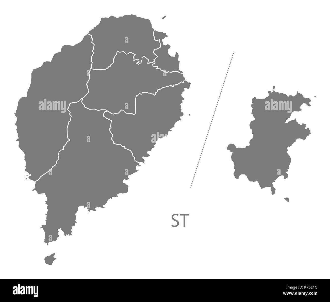 Sao Tome and Principe districts Map grey Stock Photo - Alamy