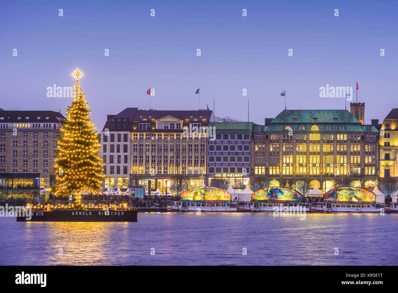 Alster fir to the christmas time on the Inner Alster in Hamburg ...