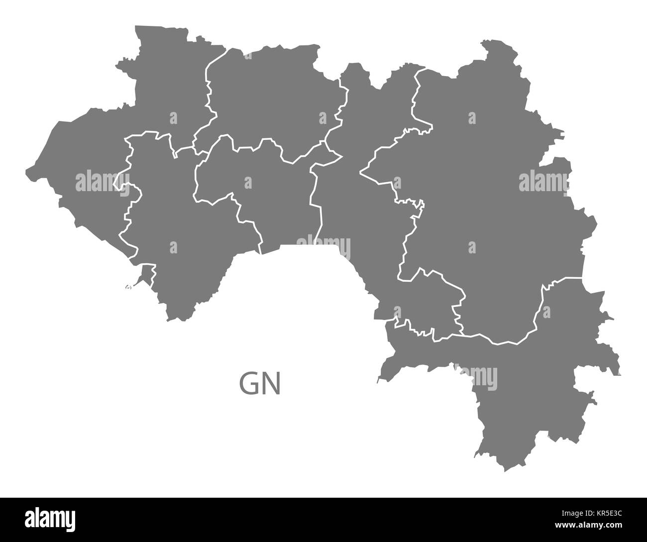 Guinea regions Map grey Stock Photo - Alamy